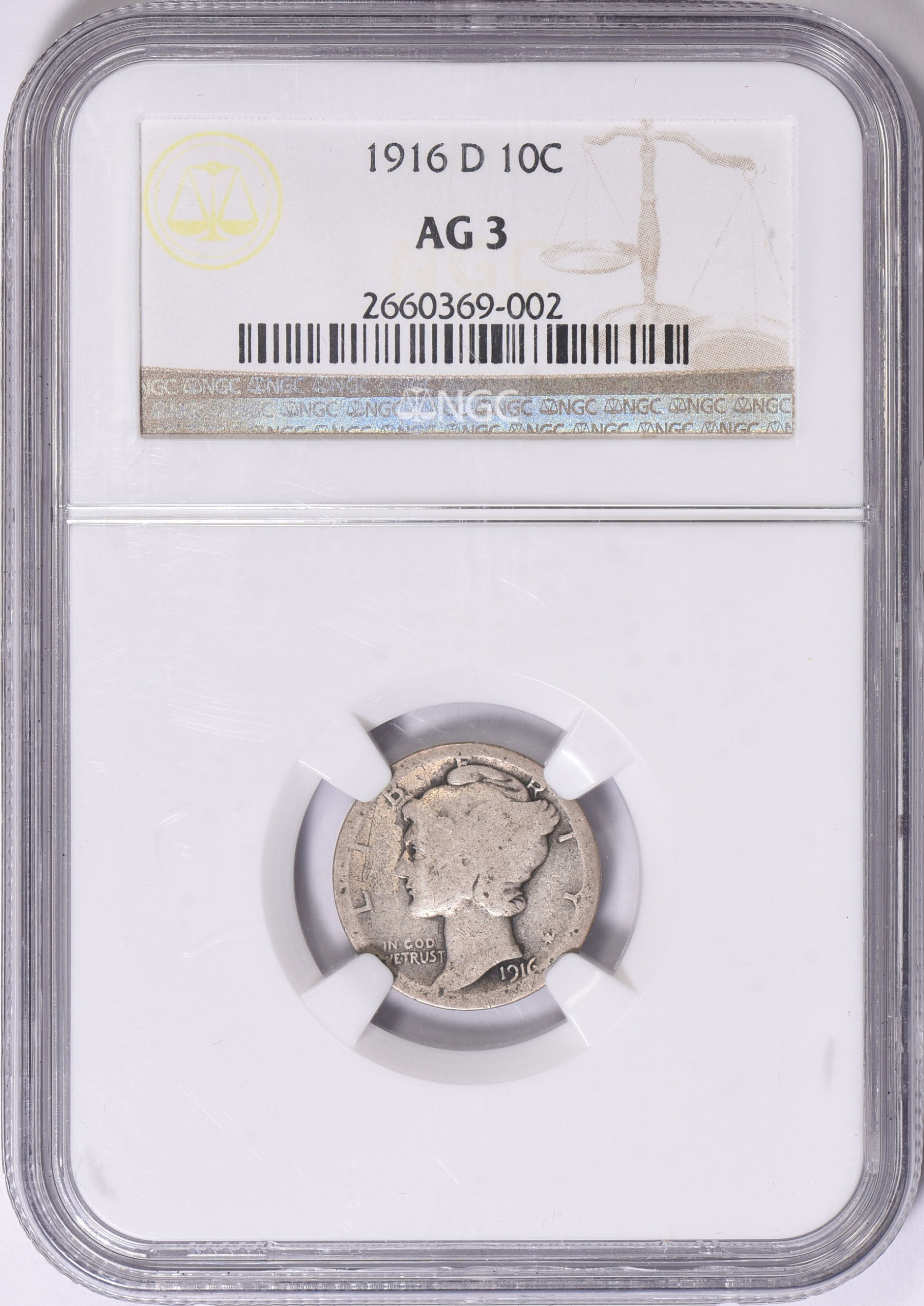 1916-D Mercury Dime NGC AG-03 (Item 1605185) | GreatCollections Coin Auctions