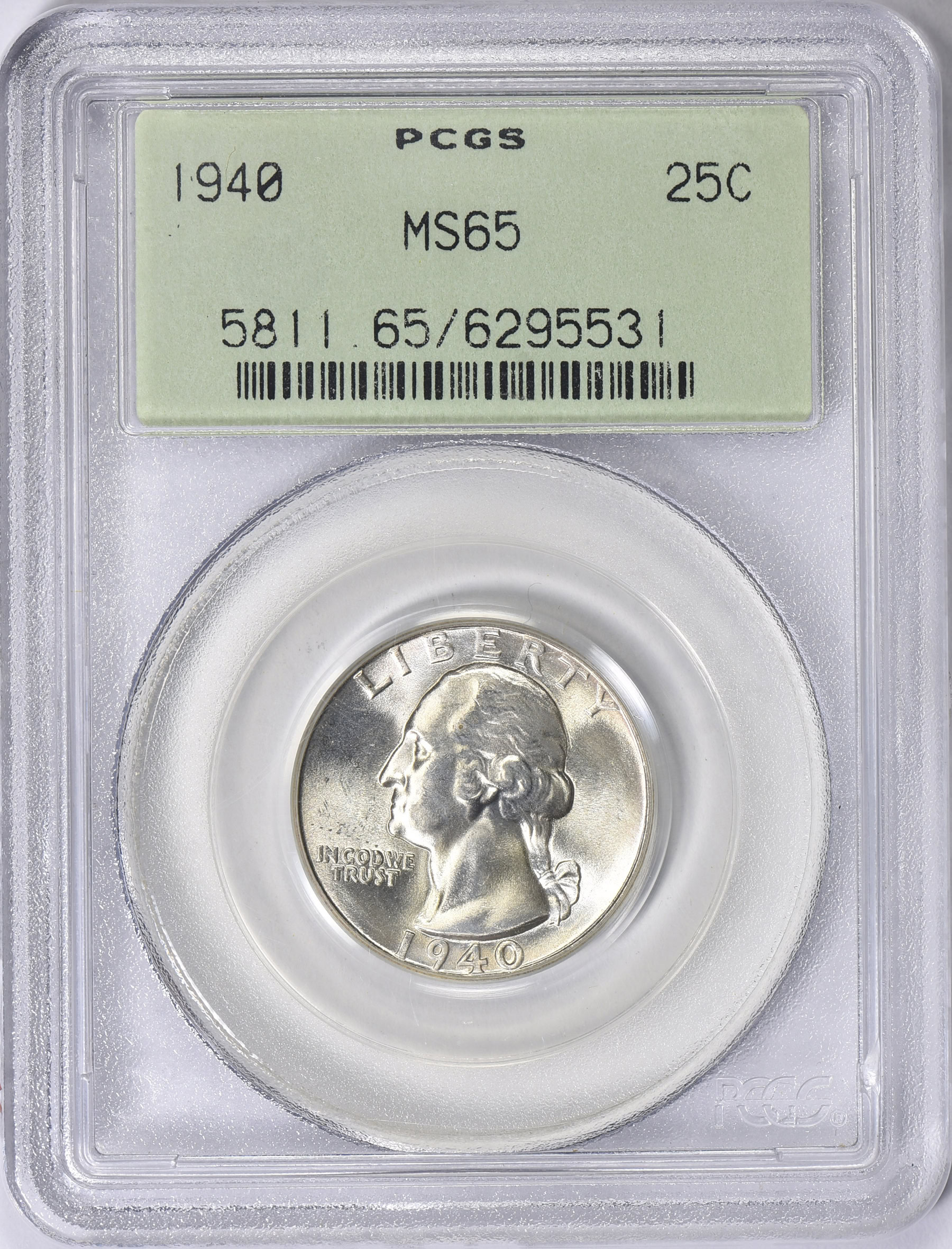 1940 Washington Quarter PCGS MS-65 OGH (Item 1606094) | GreatCollections Coin Auctions