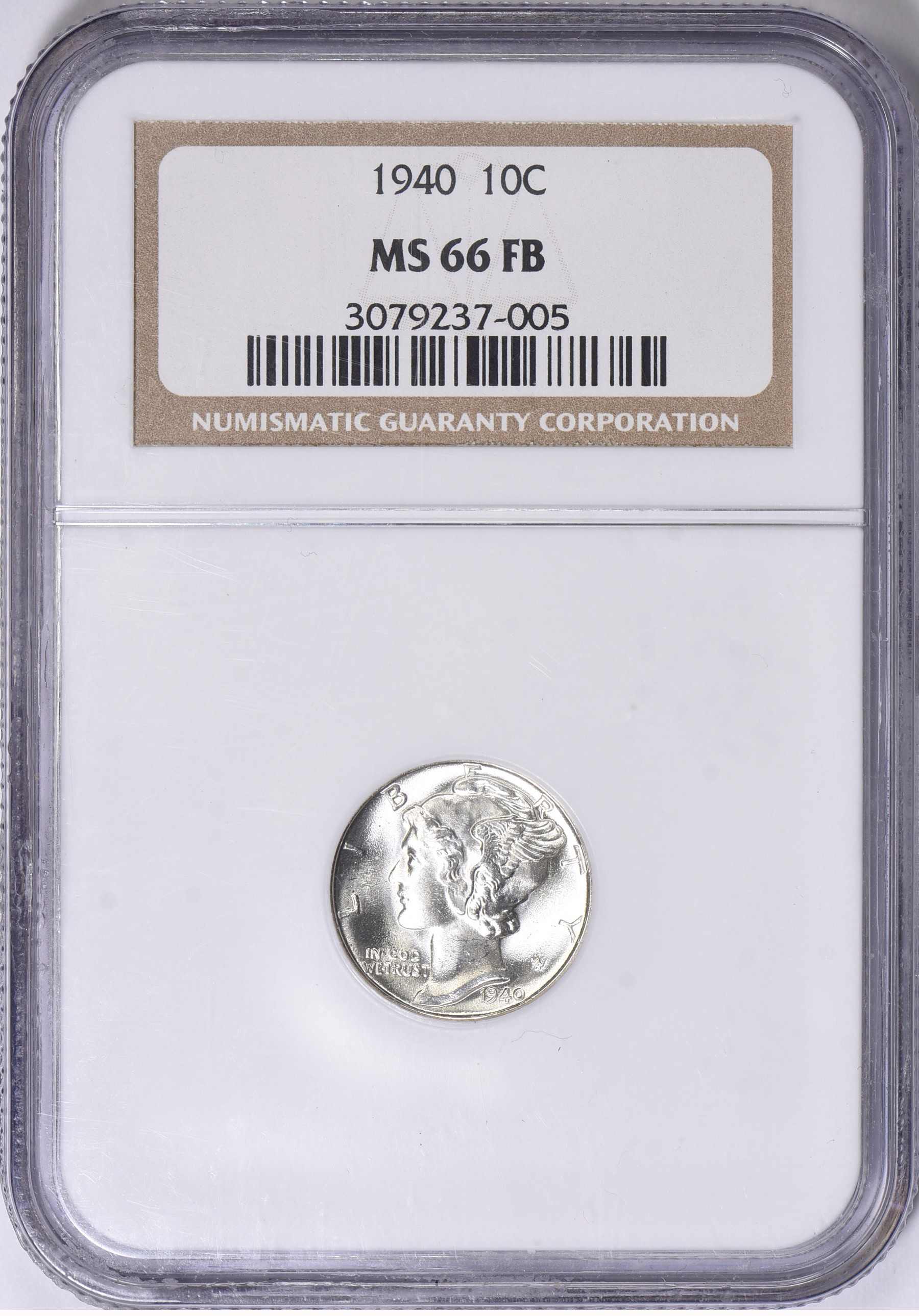 1940 Mercury Dime NGC MS-66 FB (Item 1606117) | GreatCollections Coin Auctions