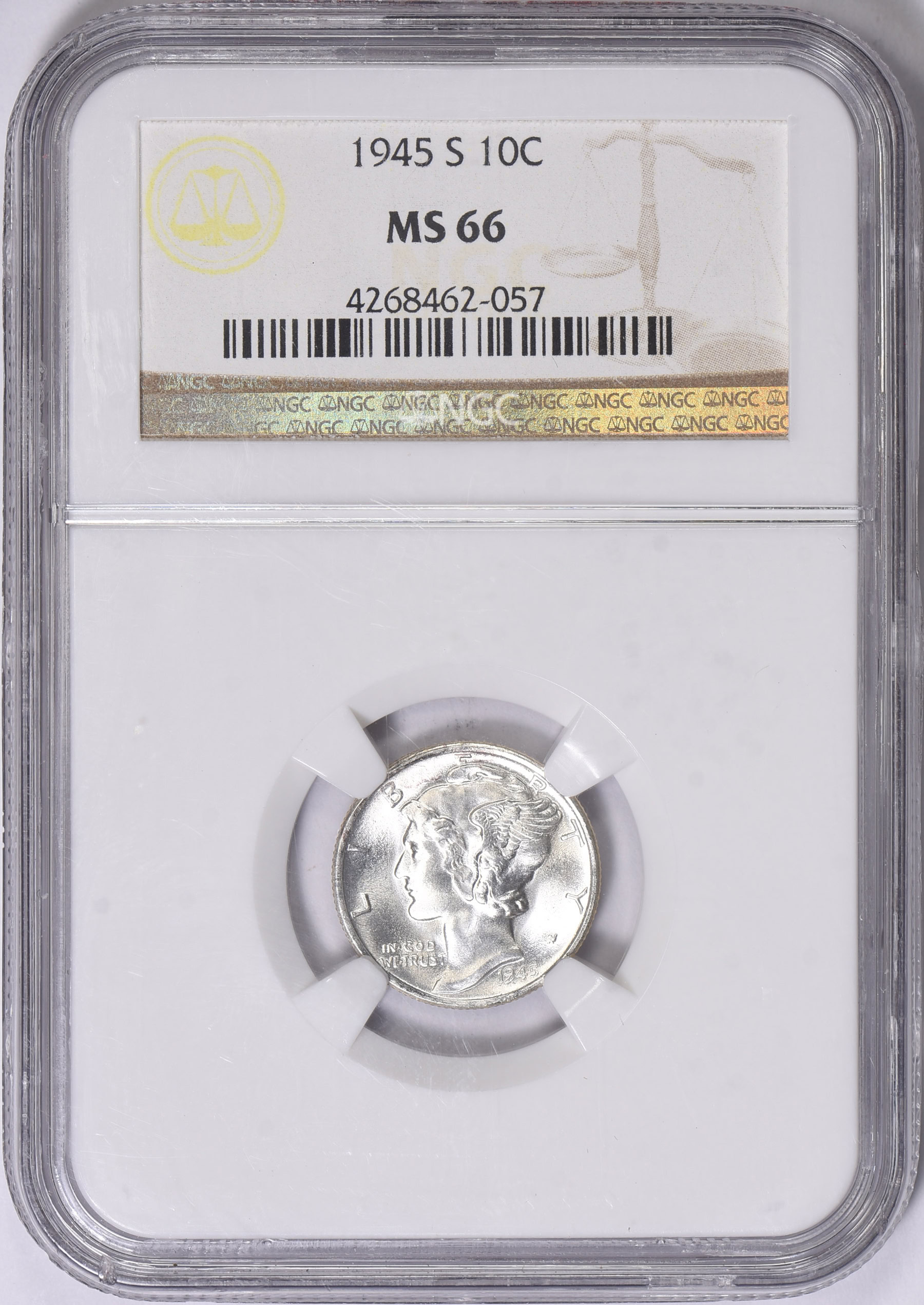 1945-S Mercury Dime NGC MS-66 (Item 1606140) | GreatCollections Coin Auctions