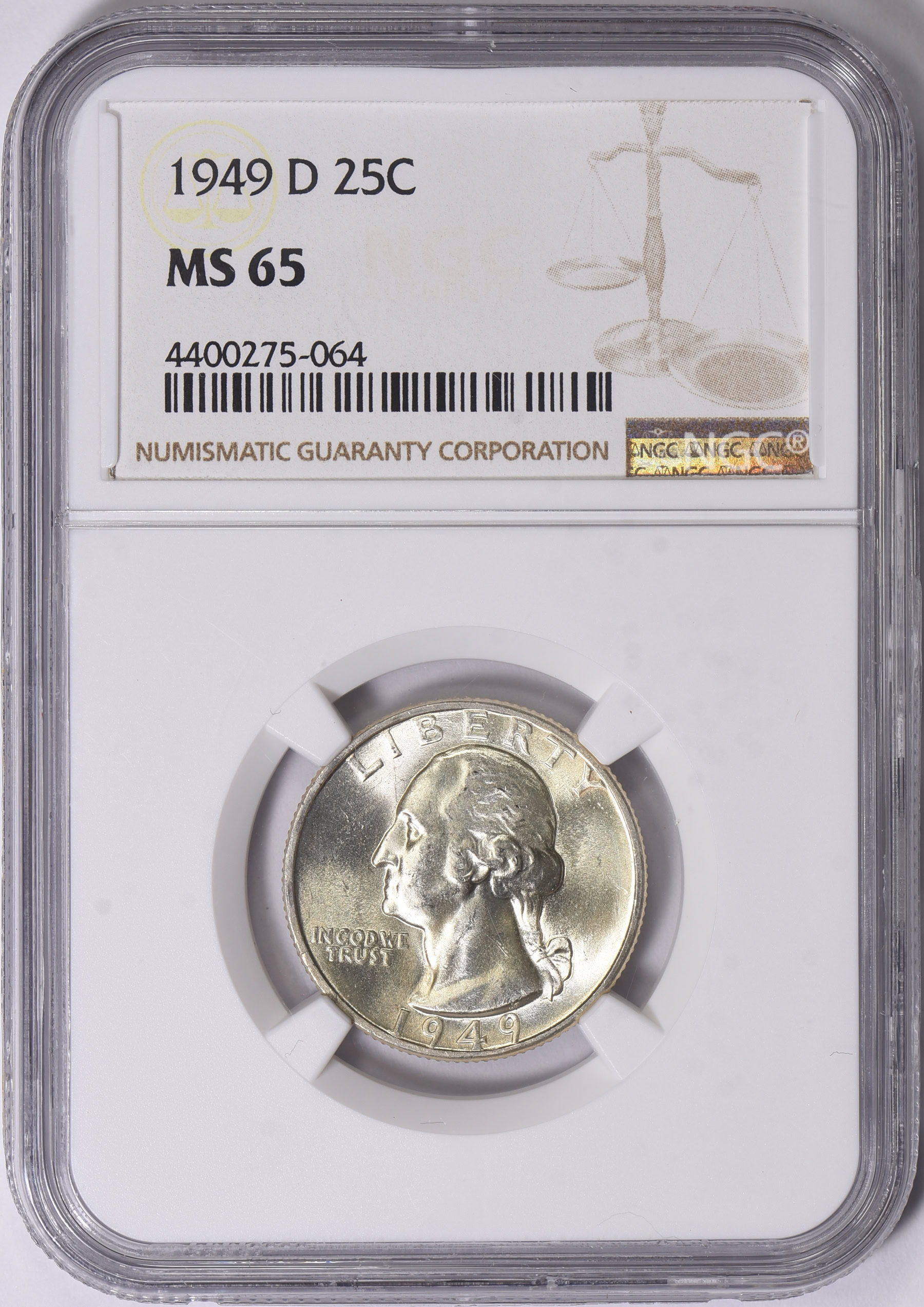 1949-D Washington Quarter NGC MS-65 (Item 1606151) | GreatCollections ...