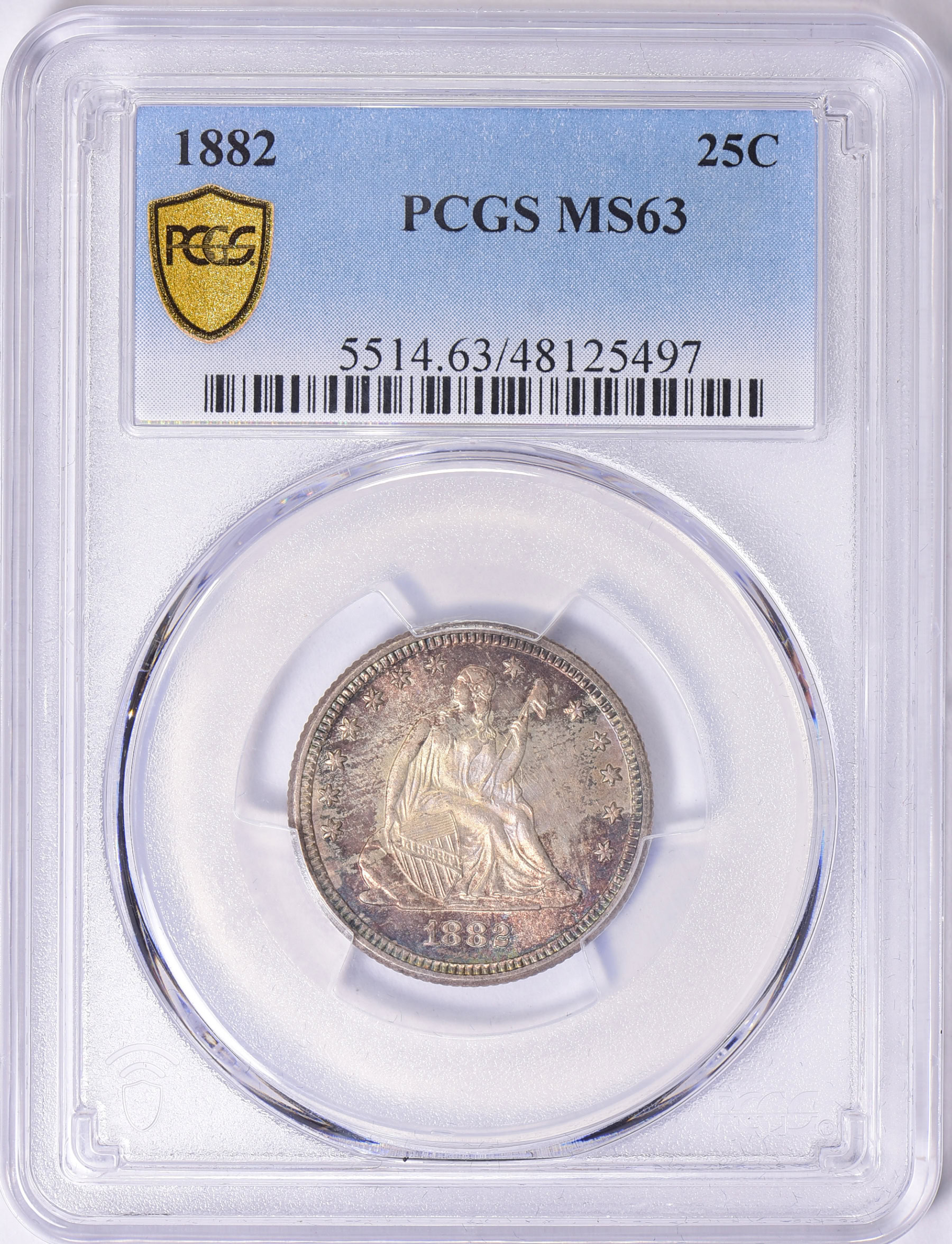 1882 Seated Liberty Quarter PCGS MS-63 (Toned) (Item 1606521) | GreatCollections Coin Auctions