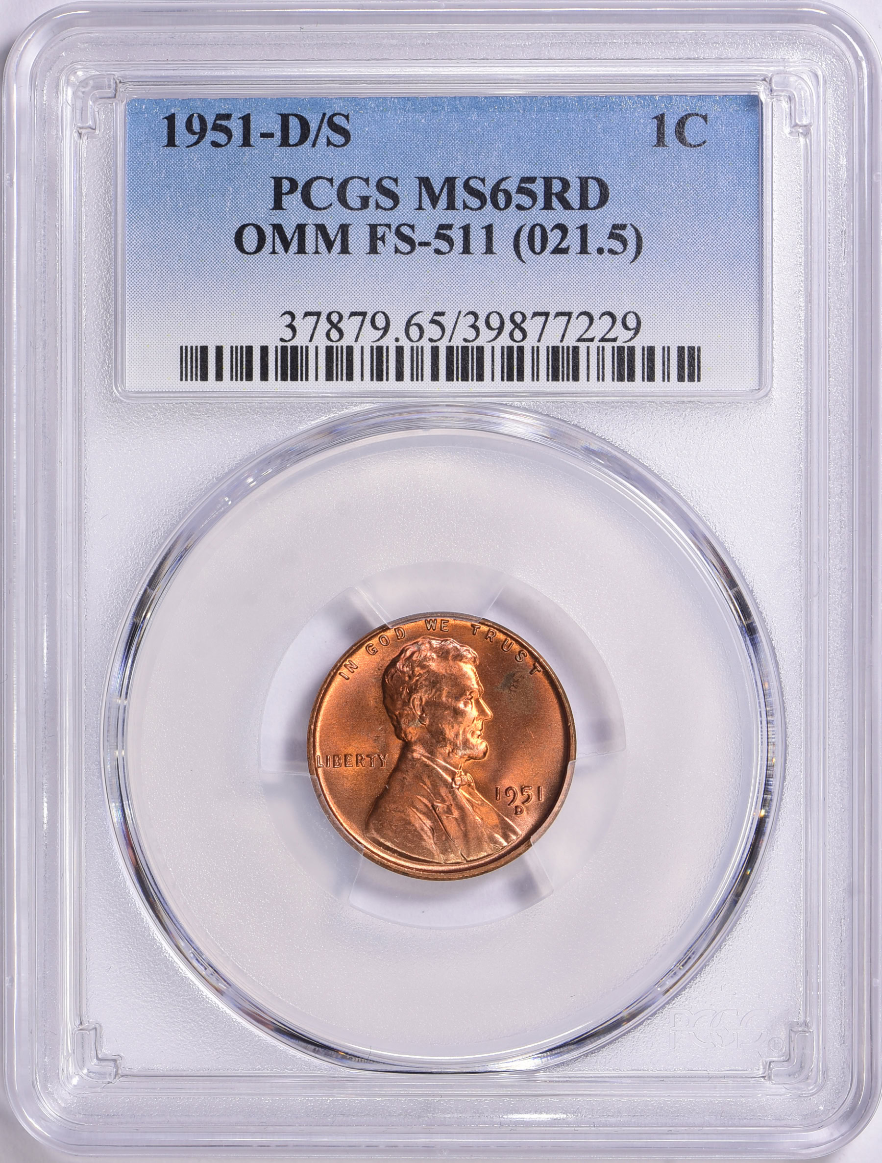 1951-D/S Lincoln Cent OMM FS-511 (021.5) PCGS MS-65 RD (Item 1606530) | GreatCollections Coin ...