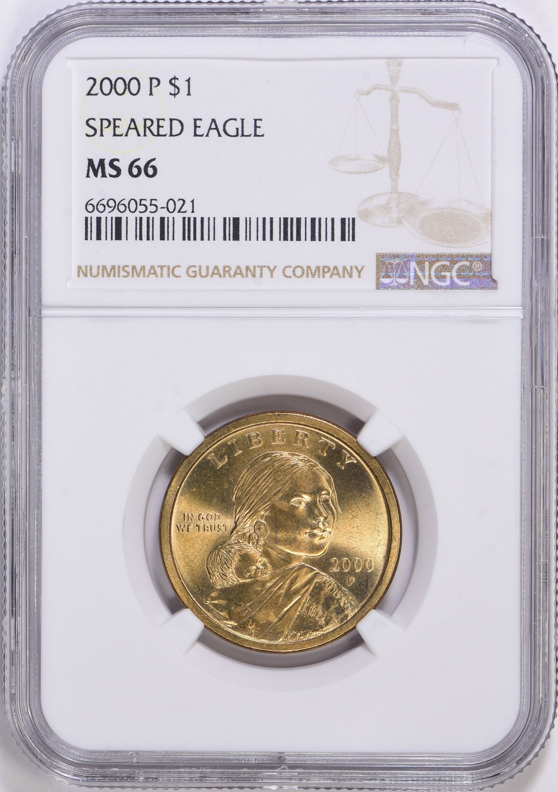 2000-P Sacagawea Dollar Wounded Eagle NGC MS-66 (Item 1606932) | GreatCollections Coin Auctions