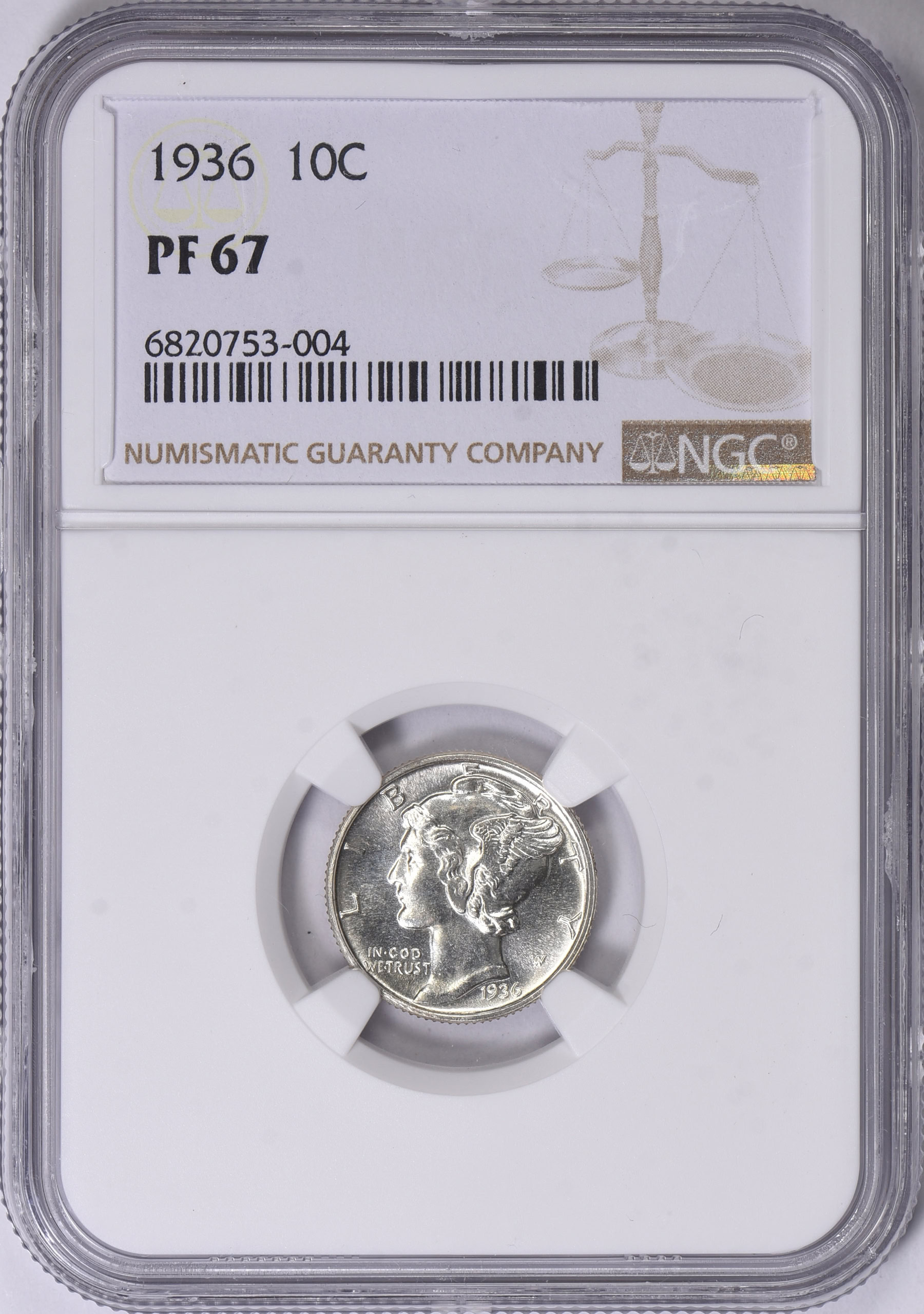 1936 Mercury Dime NGC Proof-67 (Item 1607020) | GreatCollections Coin Auctions