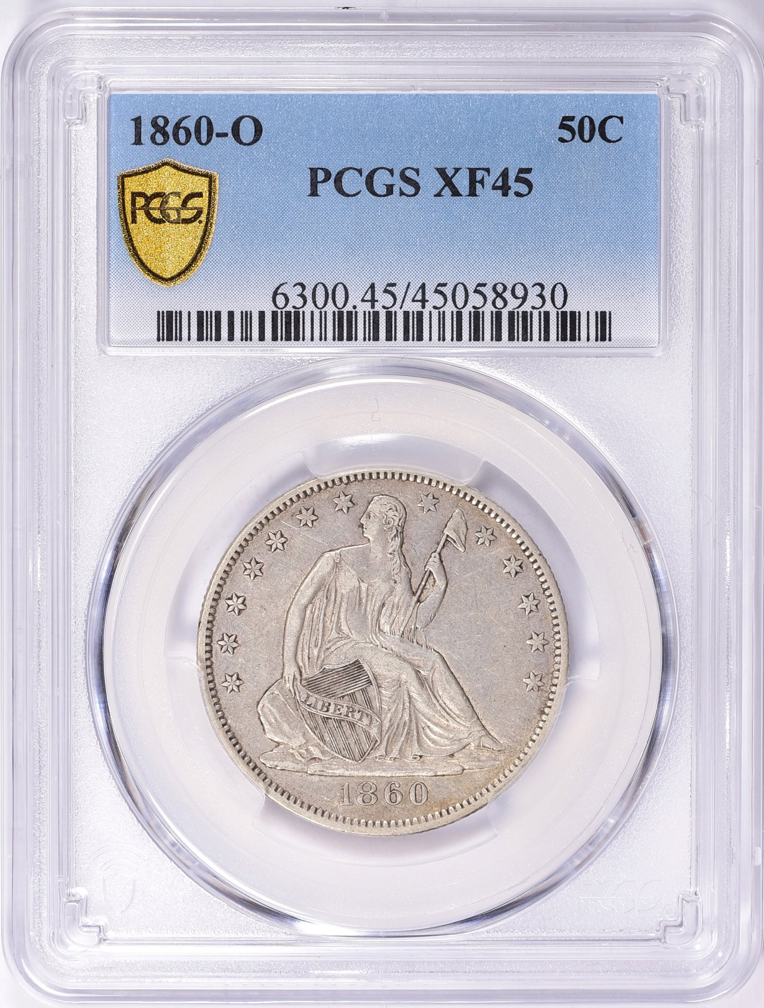 1860-O Seated Liberty Half Dollar PCGS XF-45 (Item 1607058) | GreatCollections Coin Auctions