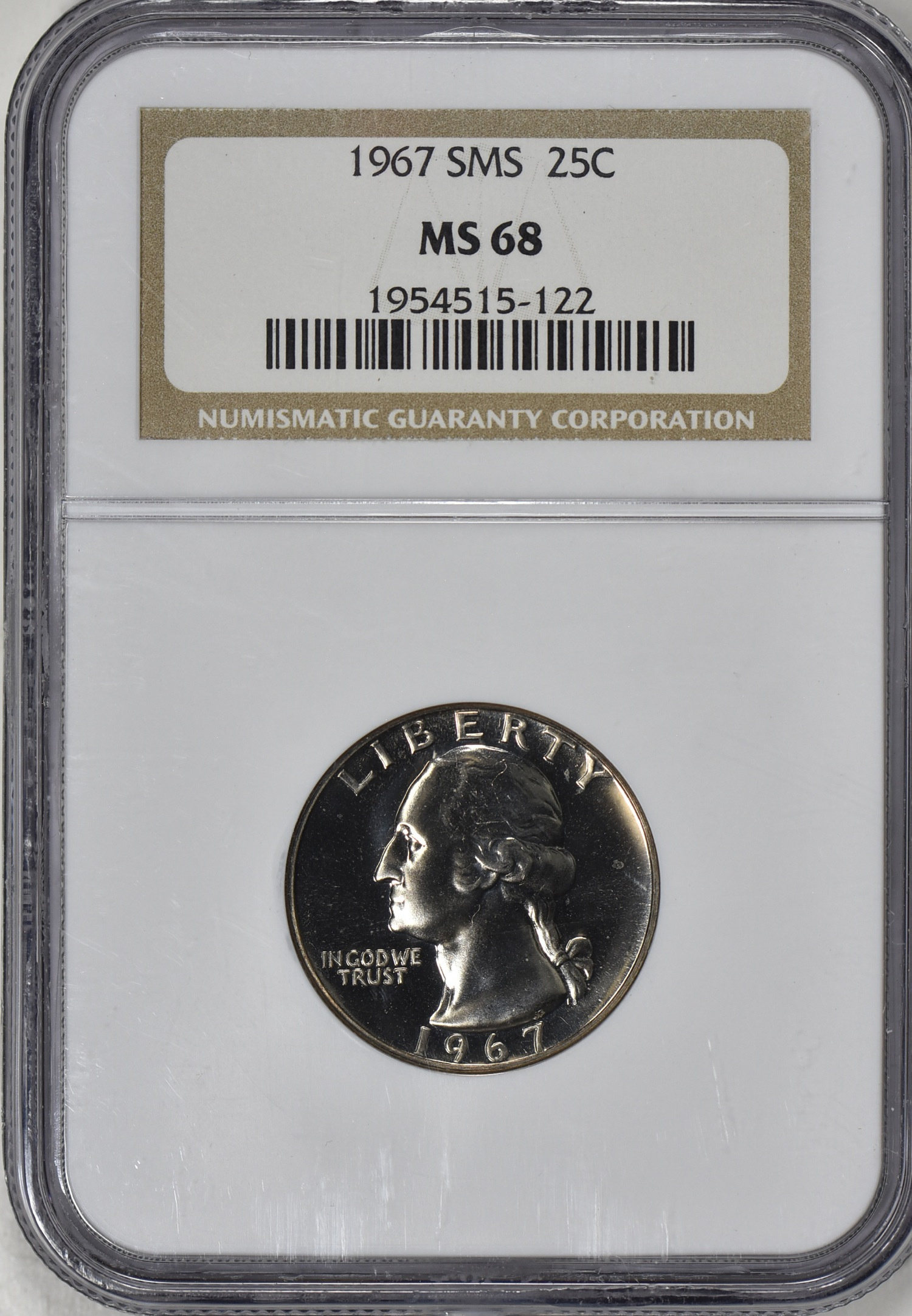 1967 Washington Quarter SMS NGC MS-68 (Item 1608218) | GreatCollections ...