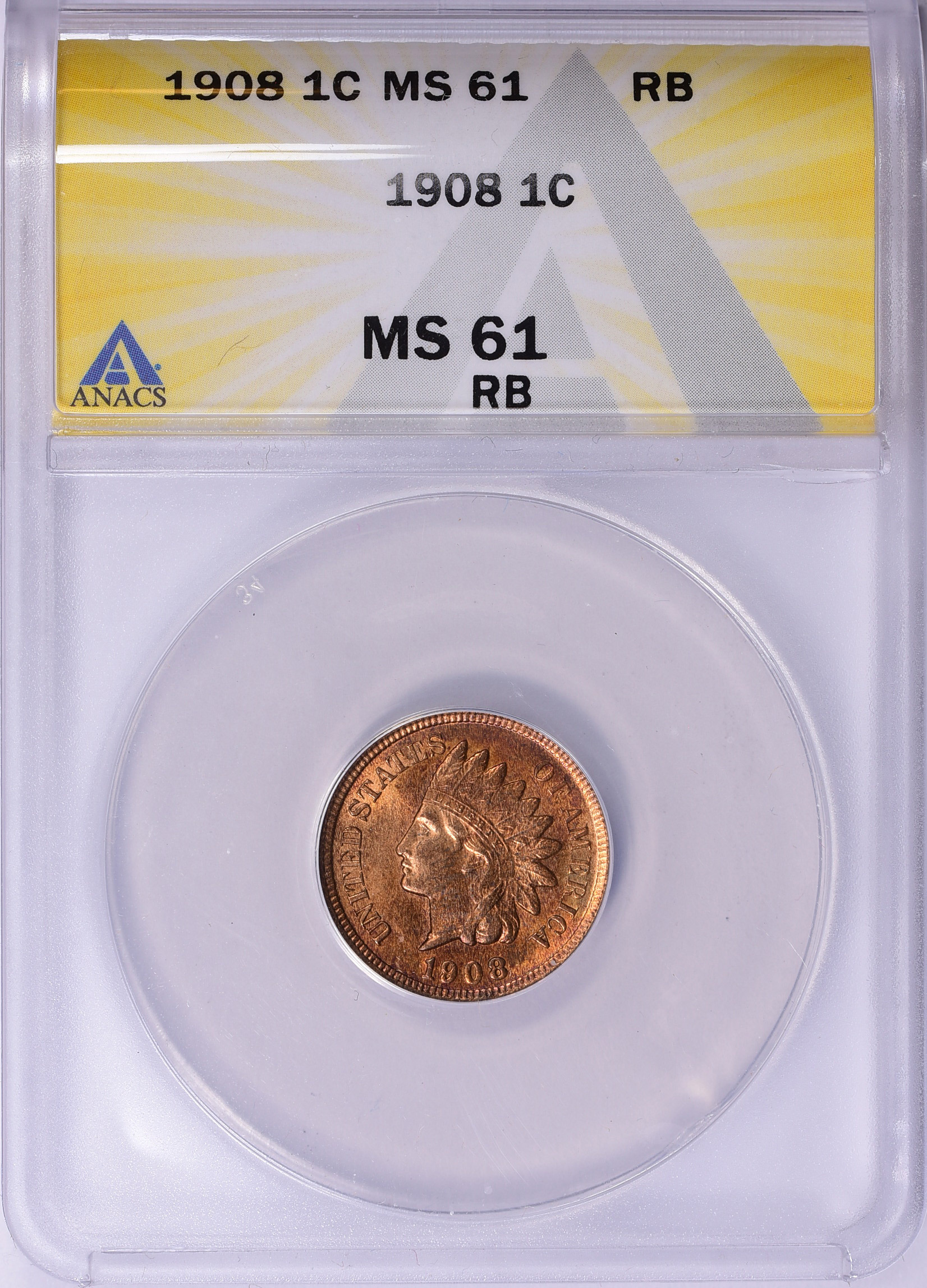 1908 Indian Cent ANACS MS-61 RB (Item 1608271) | GreatCollections Coin Auctions