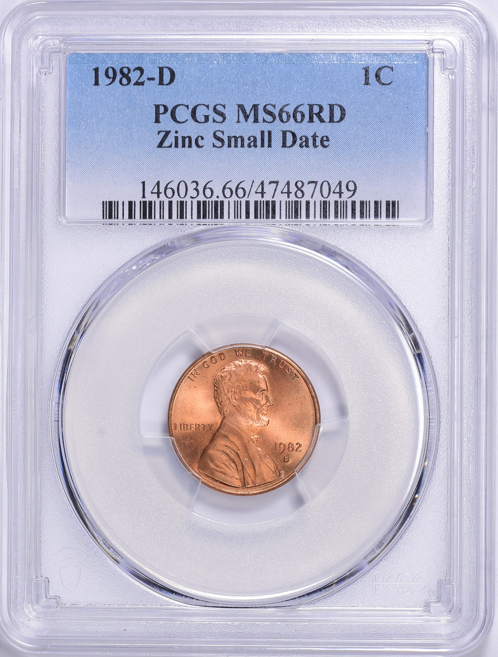 1982-D Lincoln Cent Zinc. Small Date PCGS MS-66 RD (Item 1608378 ...