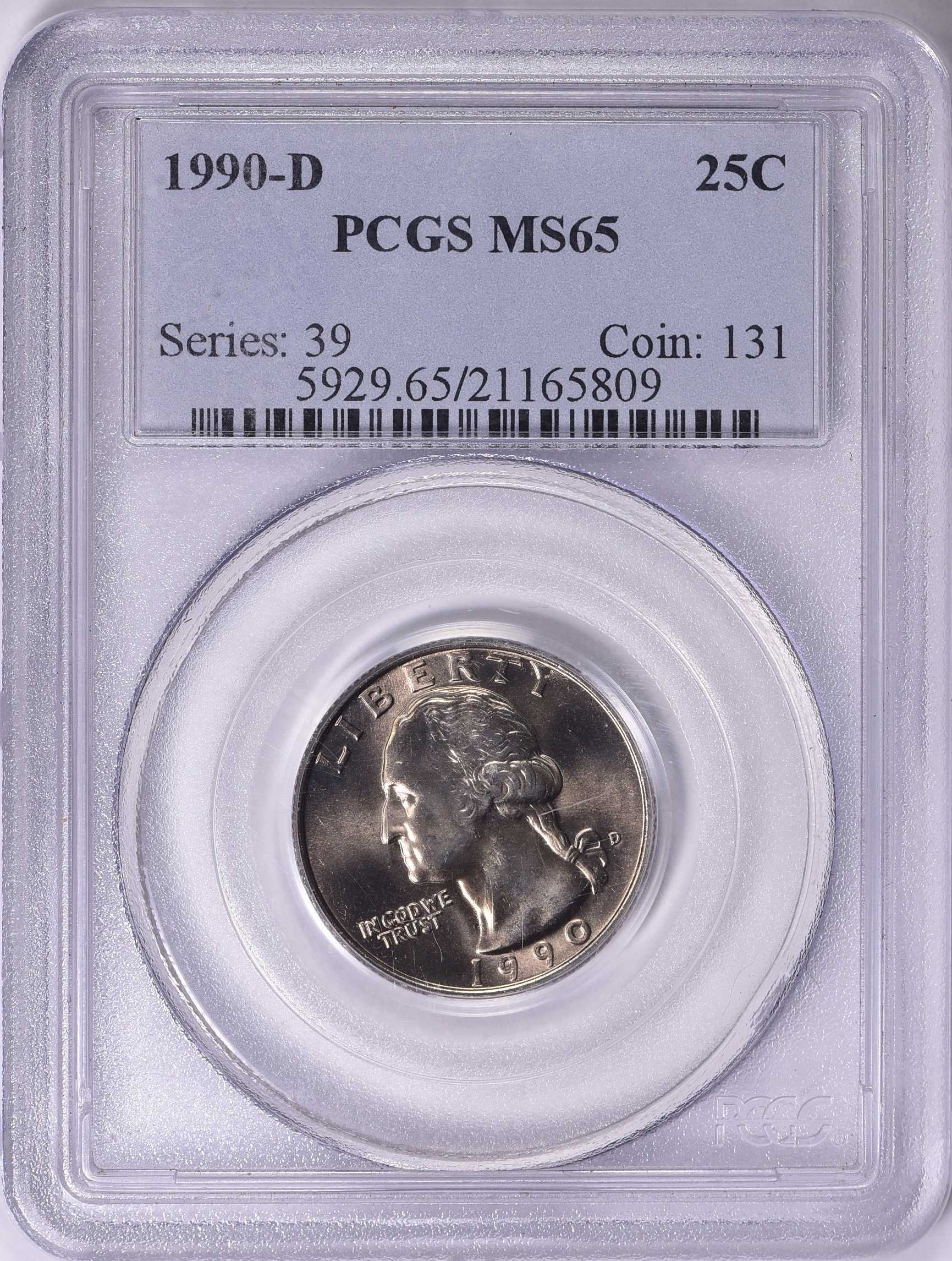 1990-D Washington Quarter PCGS MS-65 (Item 1608485) | GreatCollections ...