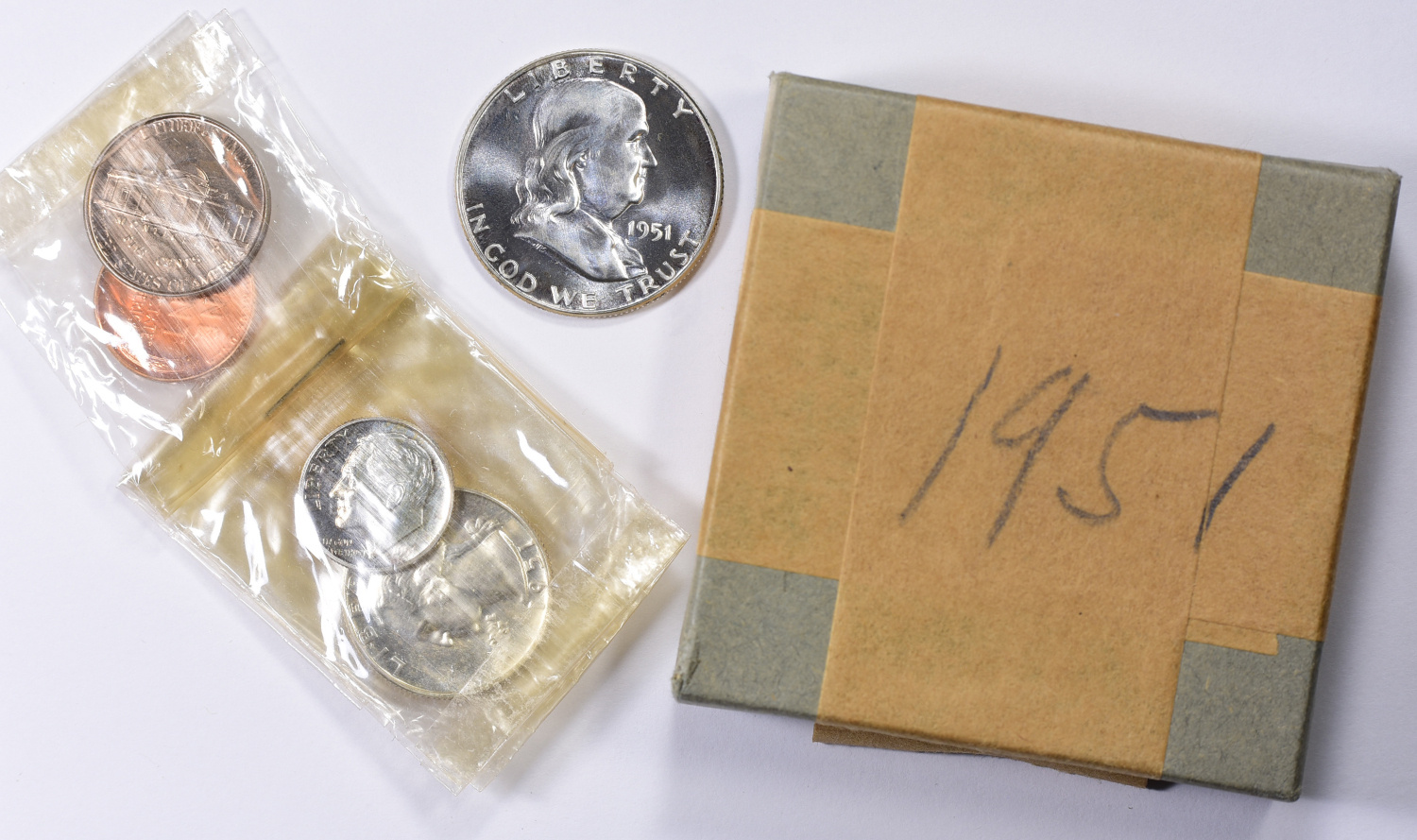 1951 1c-50c U.S. Proof Set Uncertified in Original Packaging (5 Coins ...