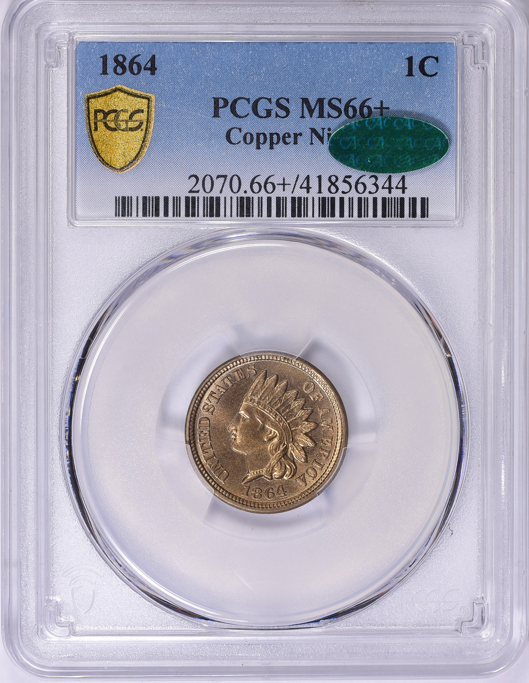 1864 Indian Cent Copper-Nickel PCGS MS-66+ (CAC Green) (Item 1608905 ...