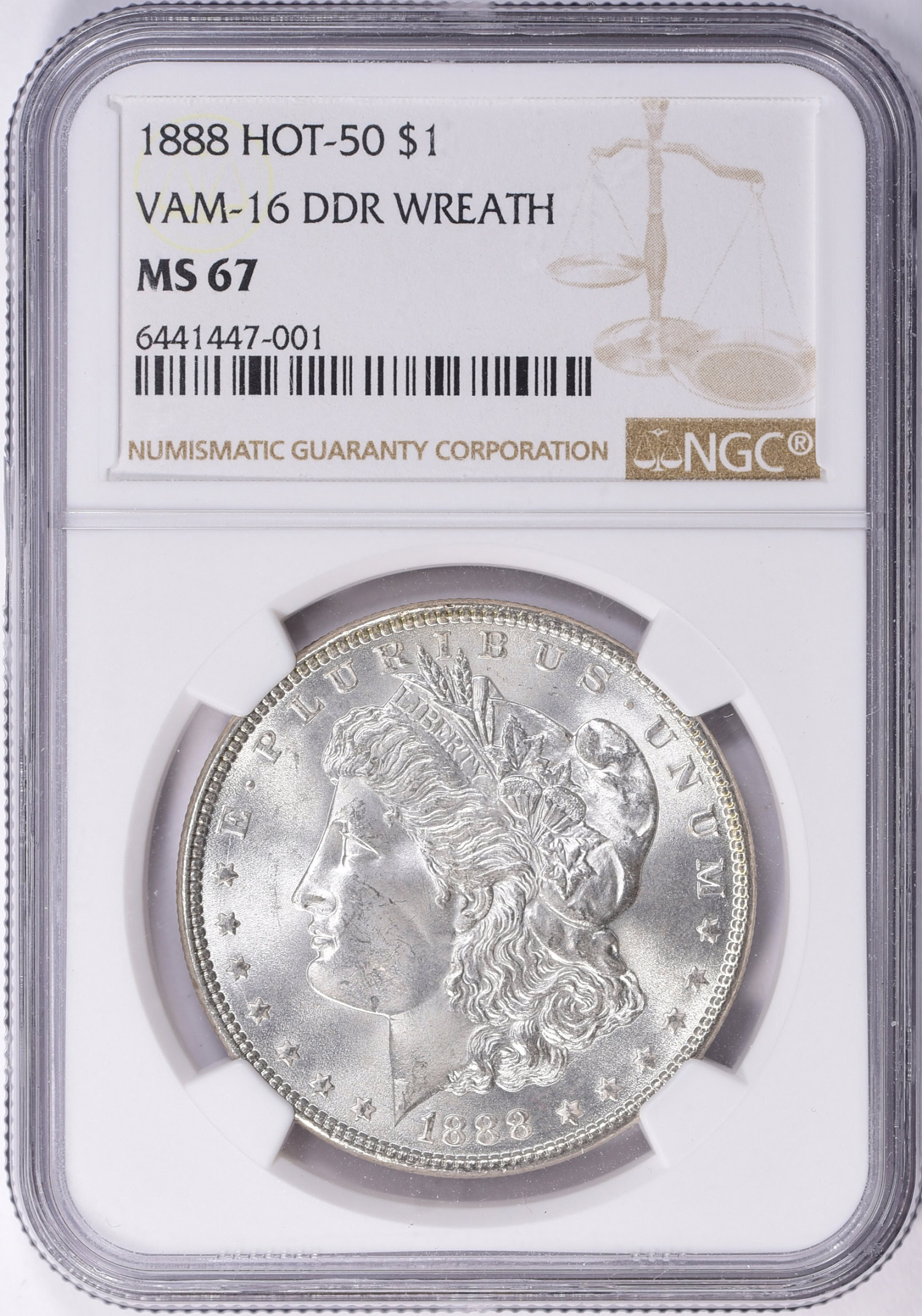 1888 Morgan Silver Dollar VAM-16 DDR Wreath Hot 50 NGC MS-67 (Item ...