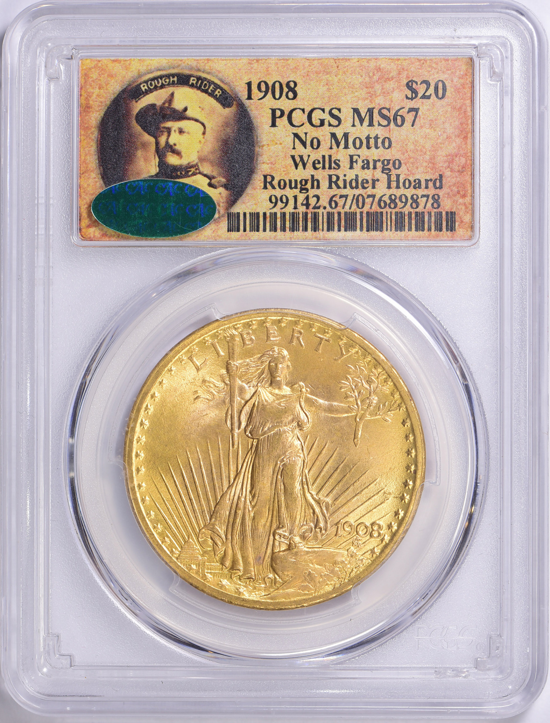 1908 Saint-Gaudens Gold Double Eagle No Motto Wells Fargo Nevada Gold ...