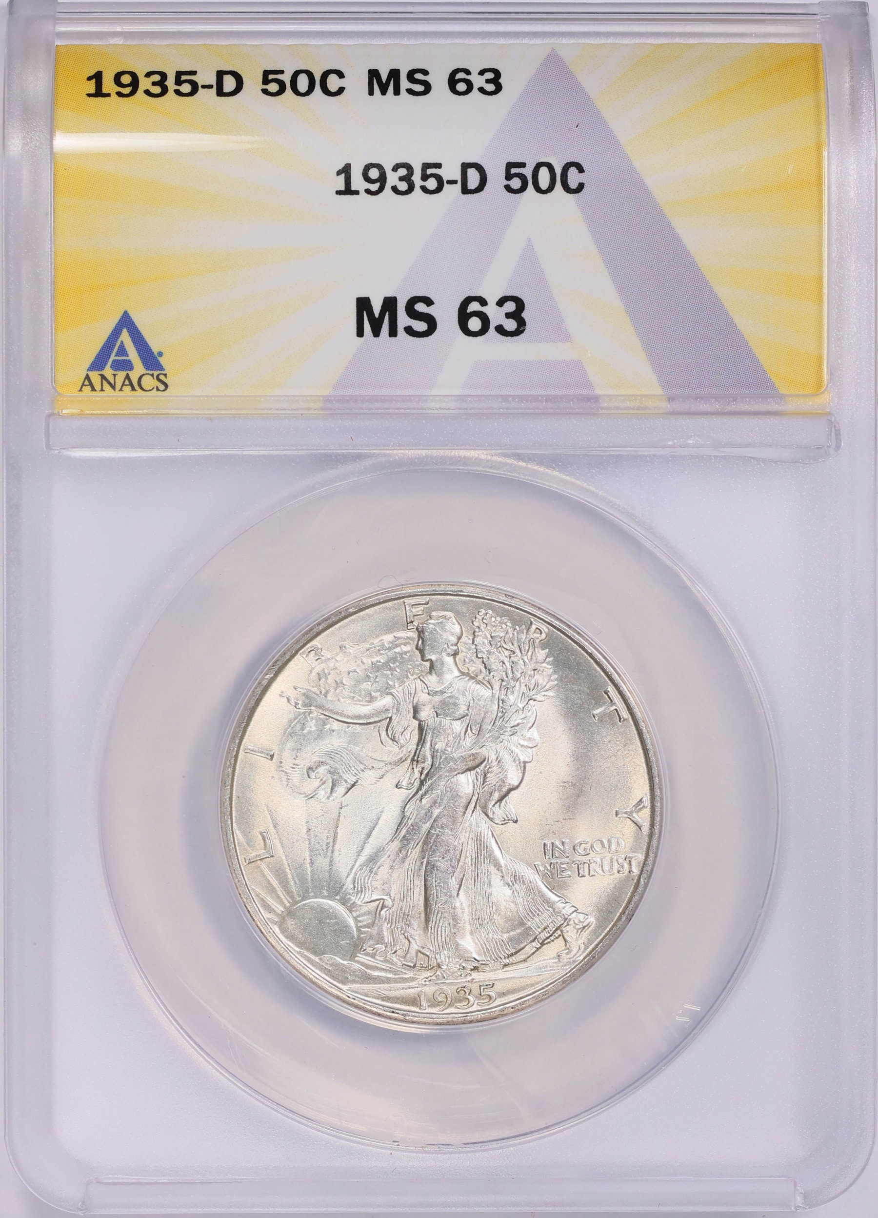 1935-D Walking Liberty Half Dollar ANACS MS-63 (Item 1610879) | GreatCollections Coin Auctions