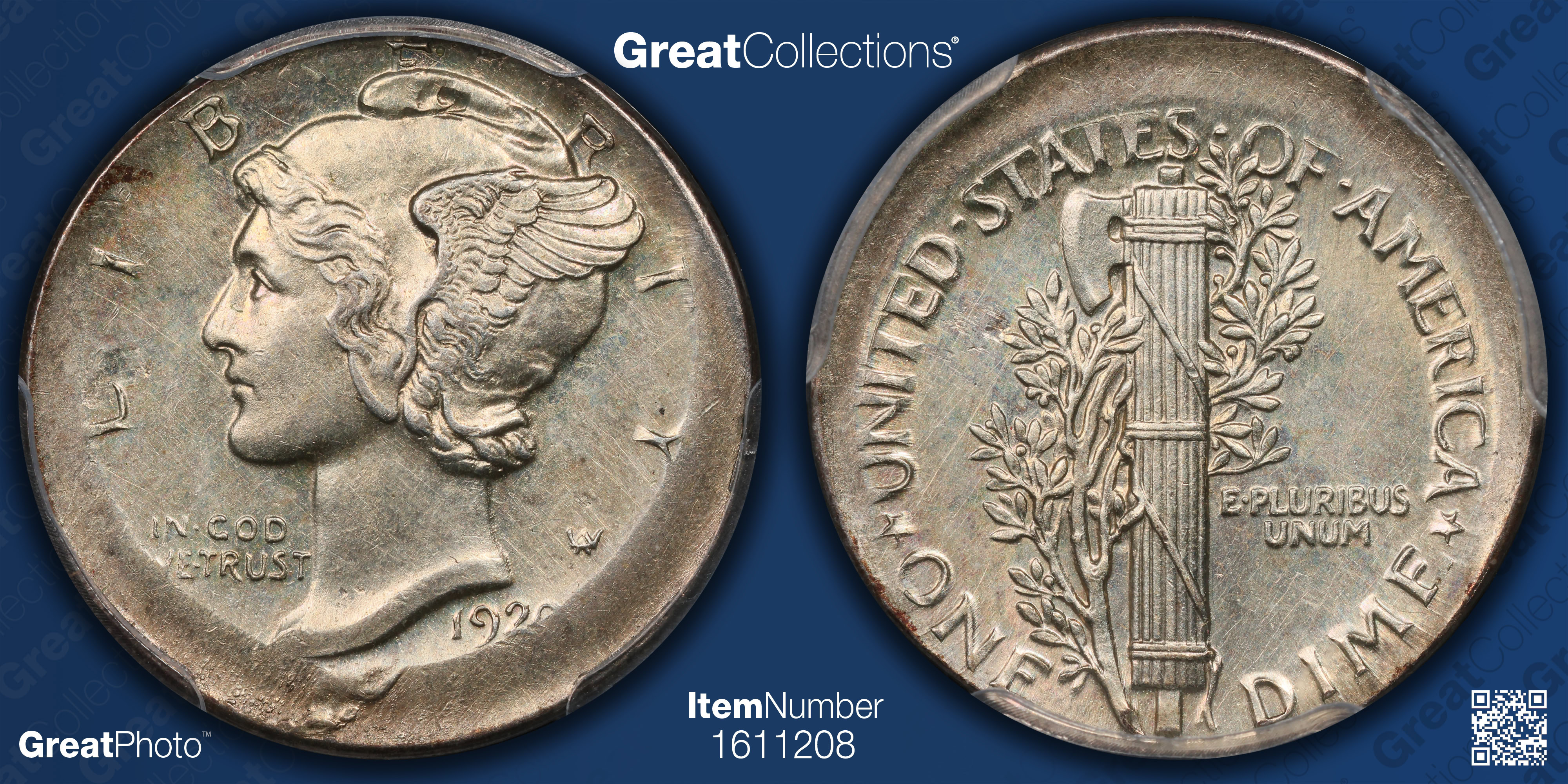 Mint Error 1920 Mercury Silver Dime Broadstruck PCGS MS-61 | PCGS Cert ...