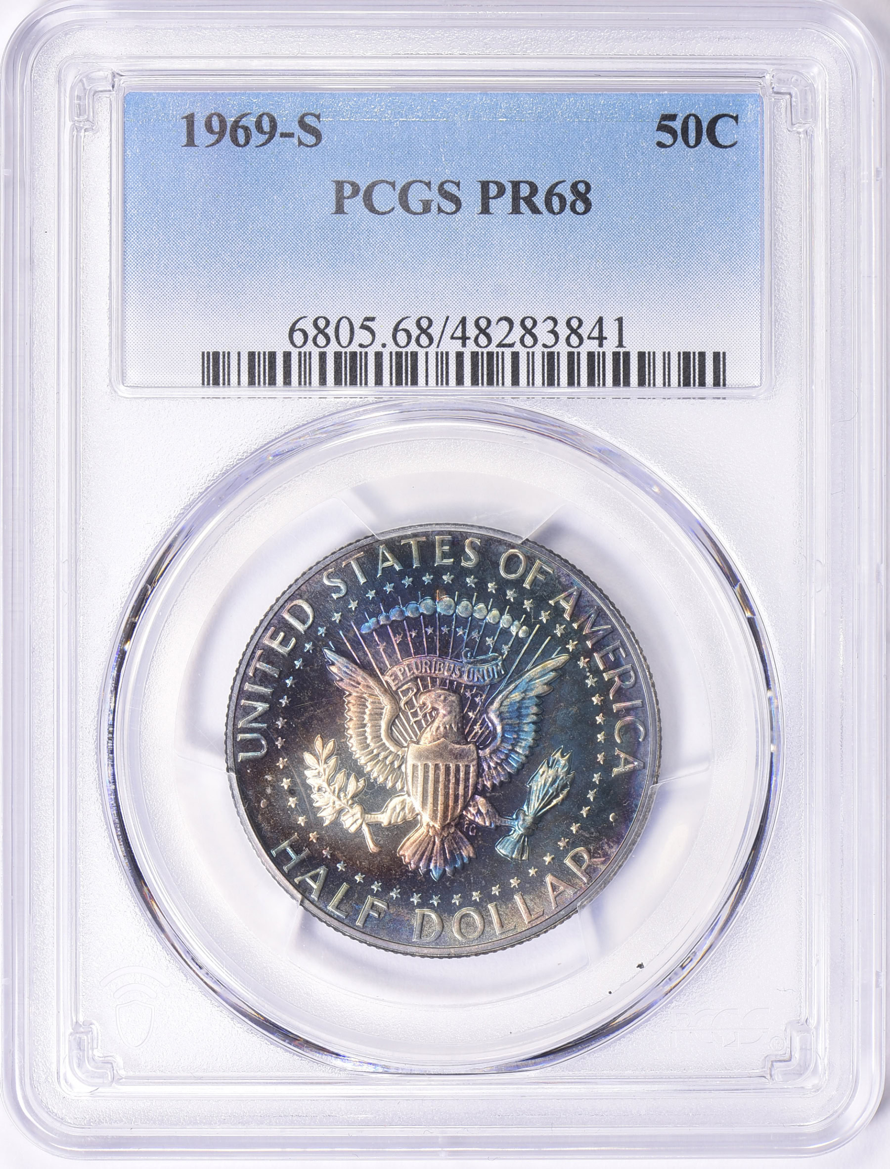 1969-S Kennedy Half Dollar PCGS Proof-68 (Toned) (Item 1611465) | GreatCollections Coin Auctions