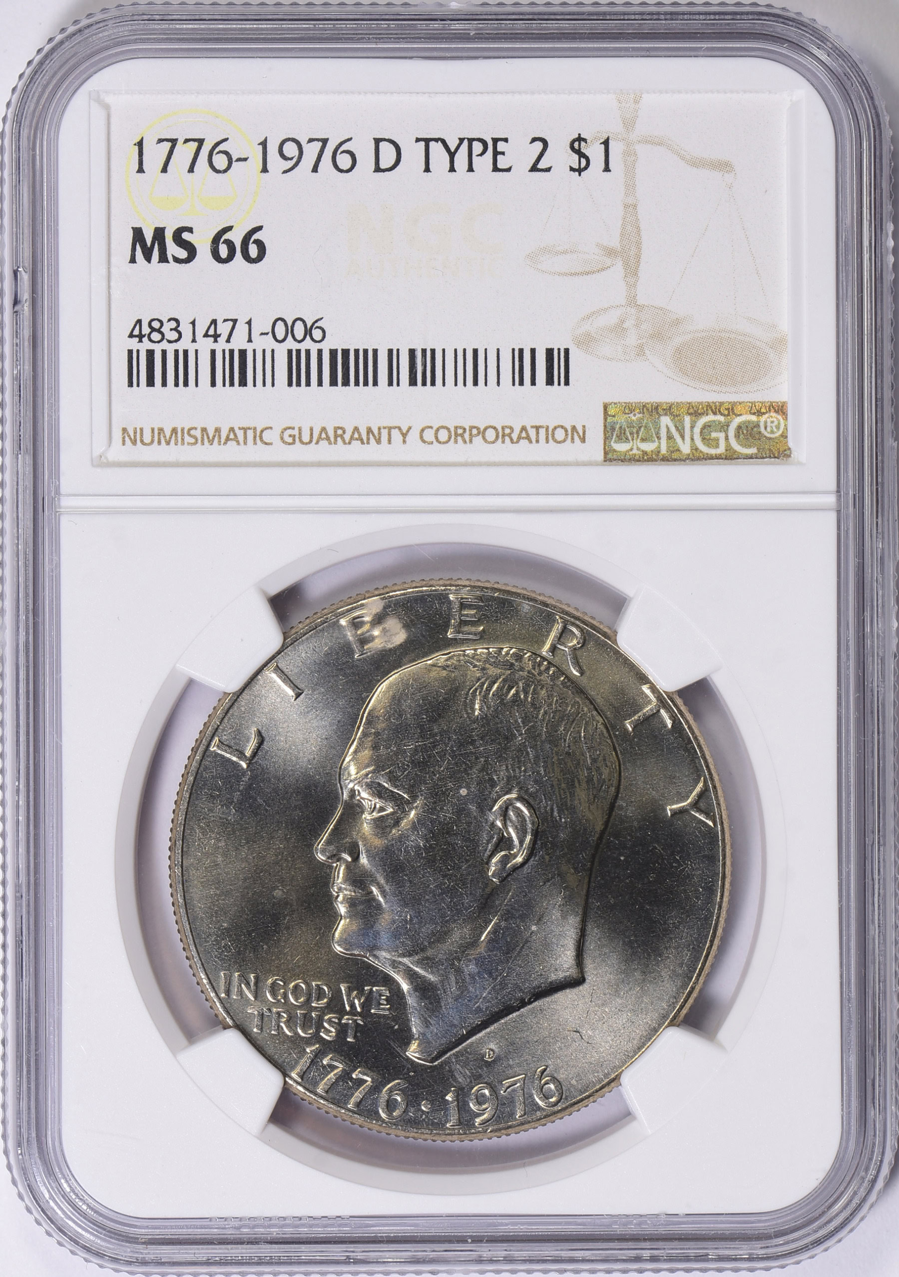 1976-D Eisenhower Dollar Type 2 NGC MS-66 (Item 1611493) | GreatCollections Coin Auctions