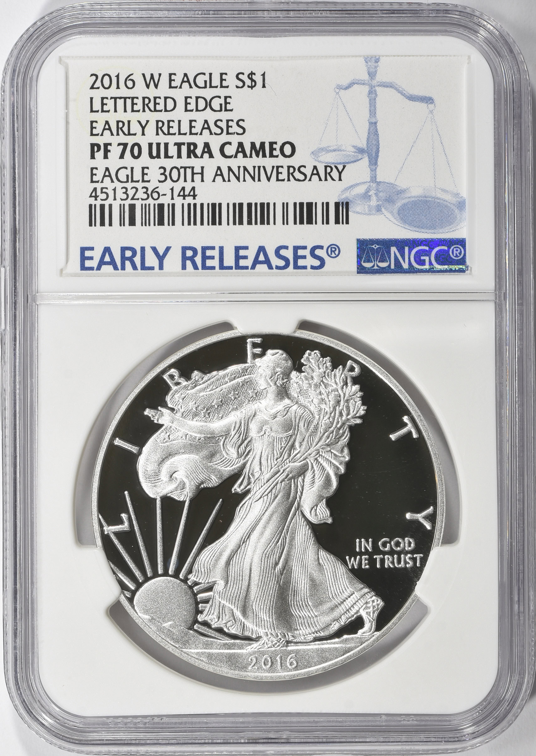 2016-W $1 Silver Eagle 30th Anniversary Early Releases Lettered Edge NGC Proof-70 UC (Item ...