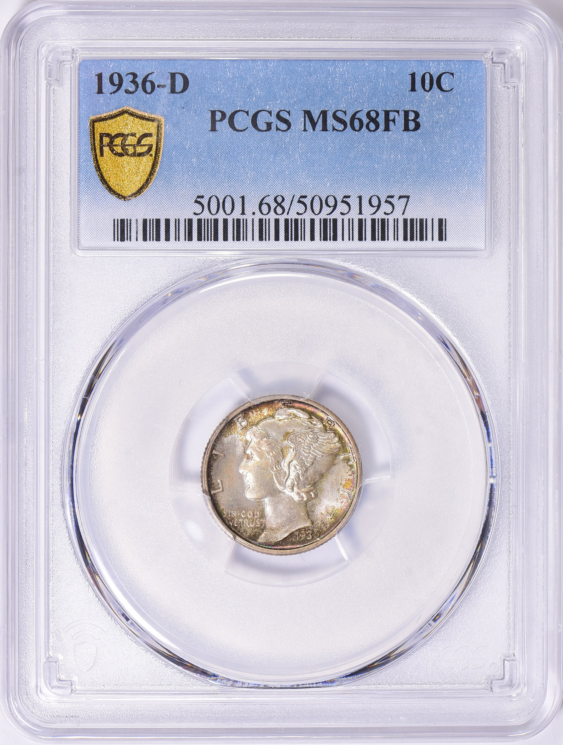 1936-D Mercury Dime PCGS MS-68 FB (Toned) (Item 1612964) | GreatCollections Coin Auctions