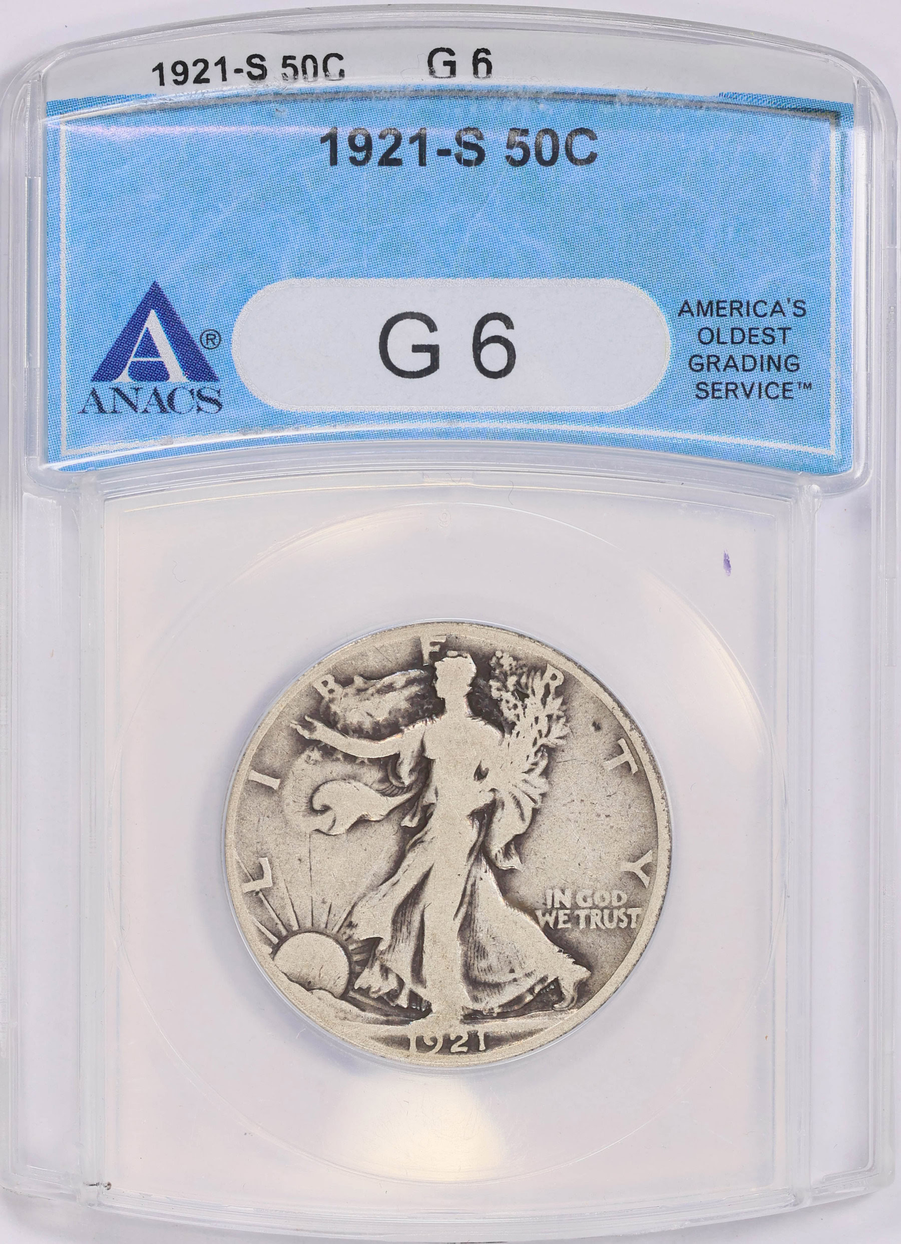 1921-S Walking Liberty Half Dollar ANACS G-06 (Item 1613342 ...