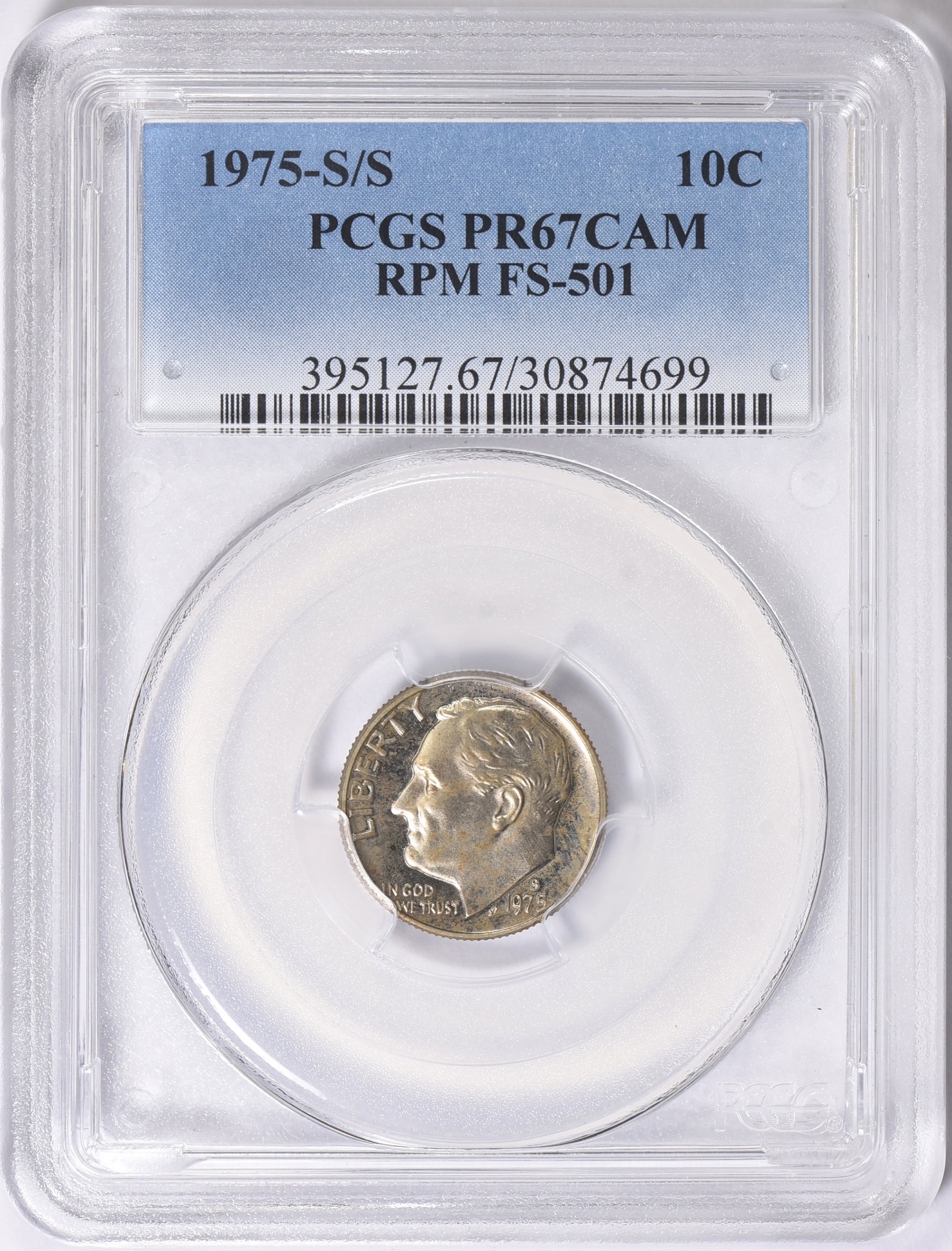 1975-S/S Roosevelt Dime Repunched Mintmark FS-501 PCGS Proof-67 CAMEO ...