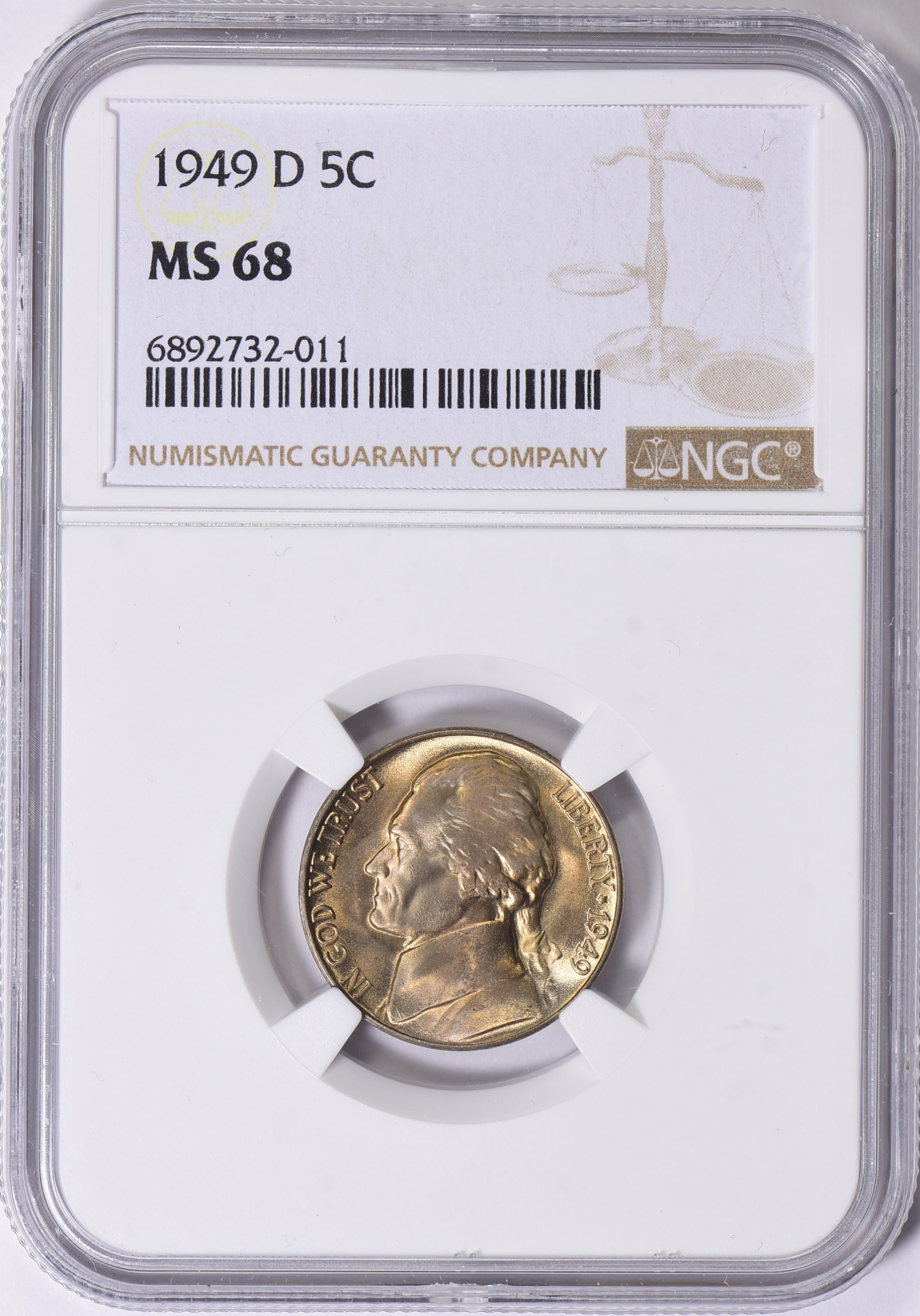 1949-D Jefferson Nickel NGC MS-68 (Item 1613447) | GreatCollections ...