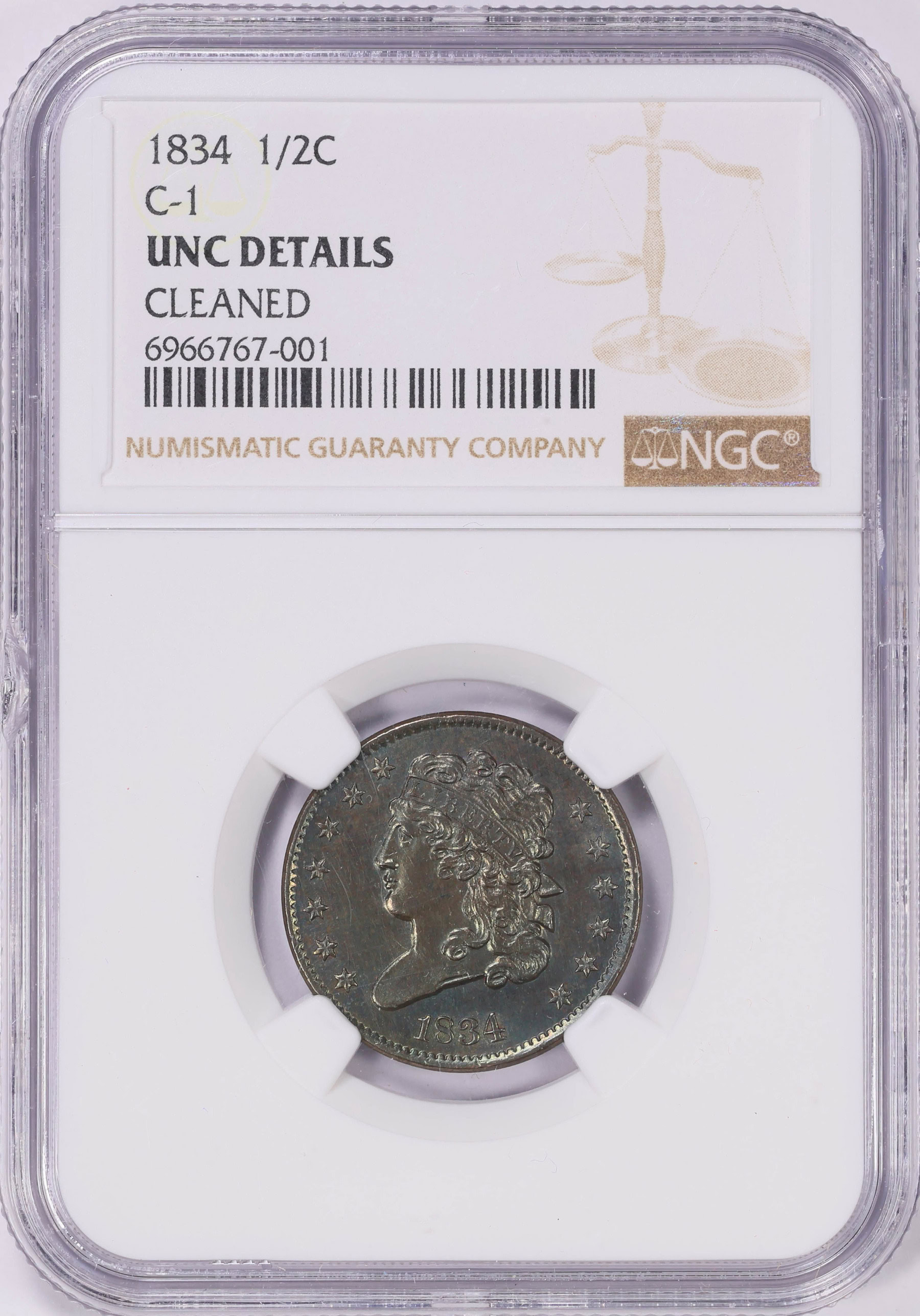 1834 Classic Half Cent Cohen 1 NGC Unc Details (Item 1613611) | GreatCollections Coin Auctions
