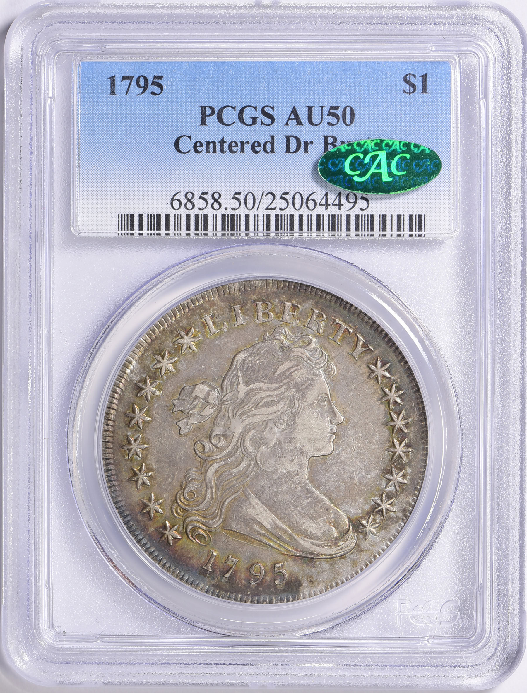1795 Draped Bust Silver Dollar Centered Bust PCGS AU-50 (CAC Green ...