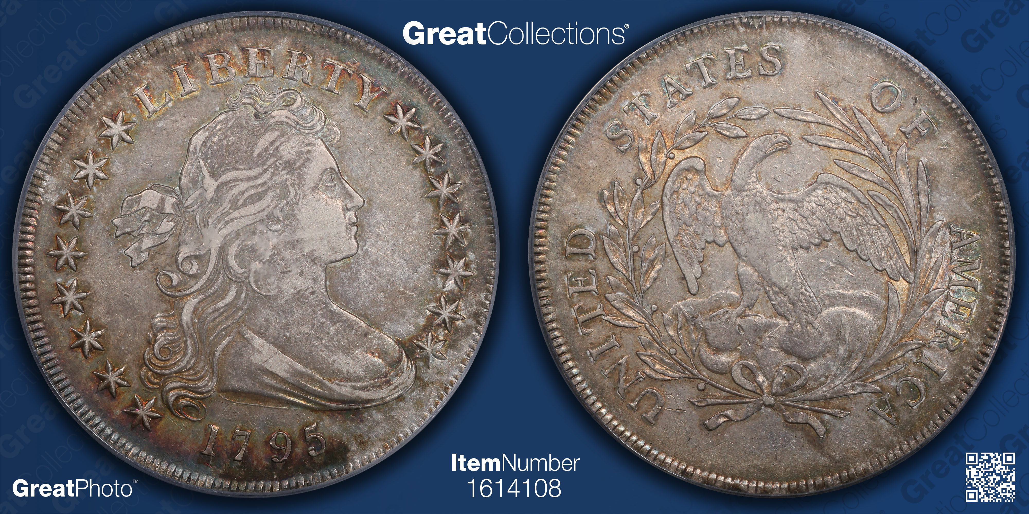 1795 Draped Bust Silver Dollar Centered Bust PCGS AU-50 (CAC Green ...