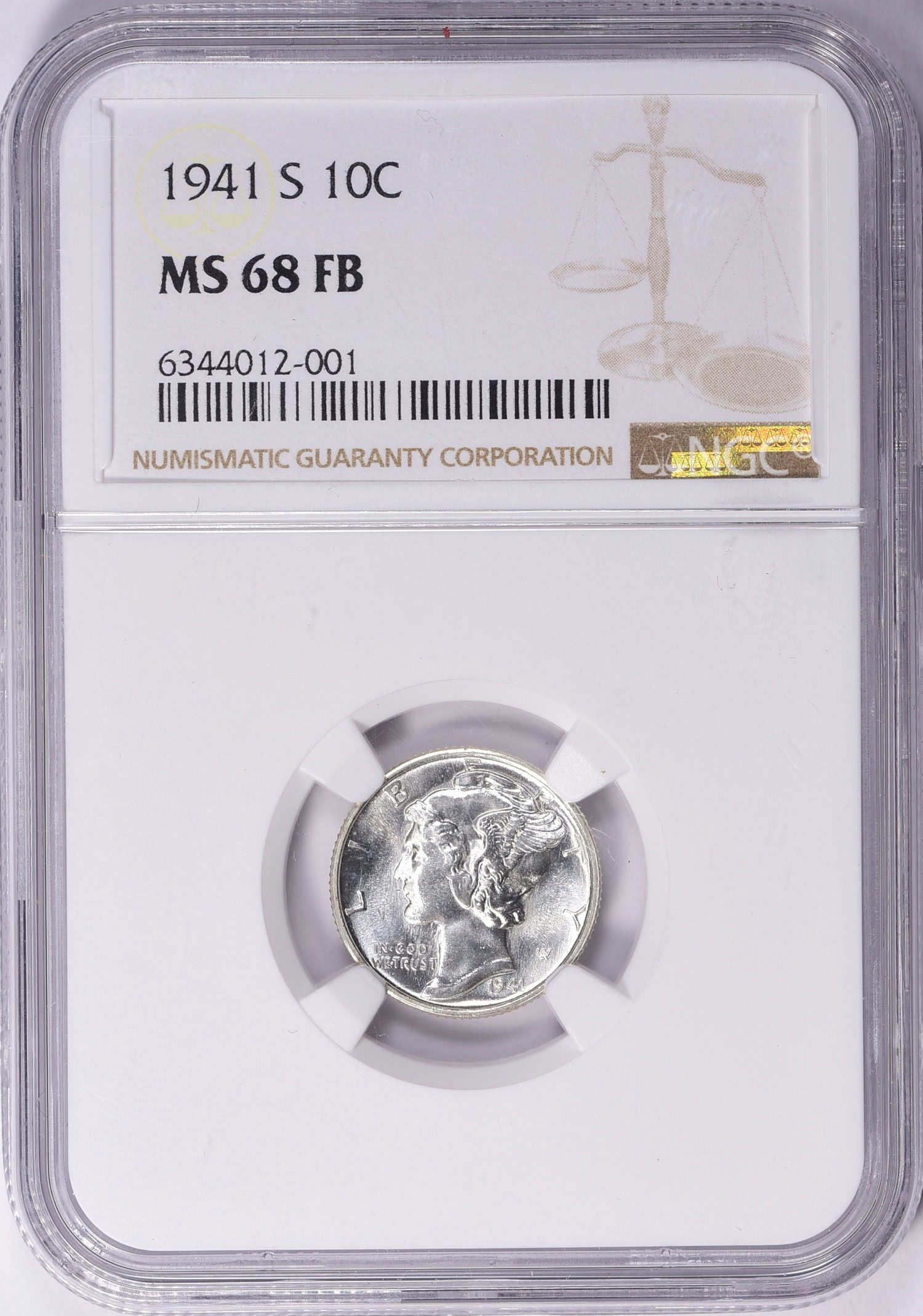 1941-S Mercury Dime NGC MS-68 FB (Item 1614374) | GreatCollections Coin Auctions