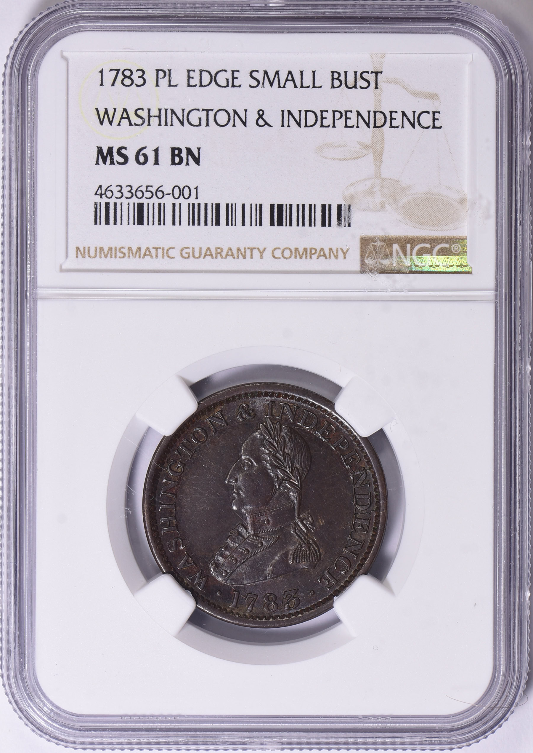 1783 Washington Copper Small Military Bust Plain Edge NGC MS-61 BN (Item 1615043 ...