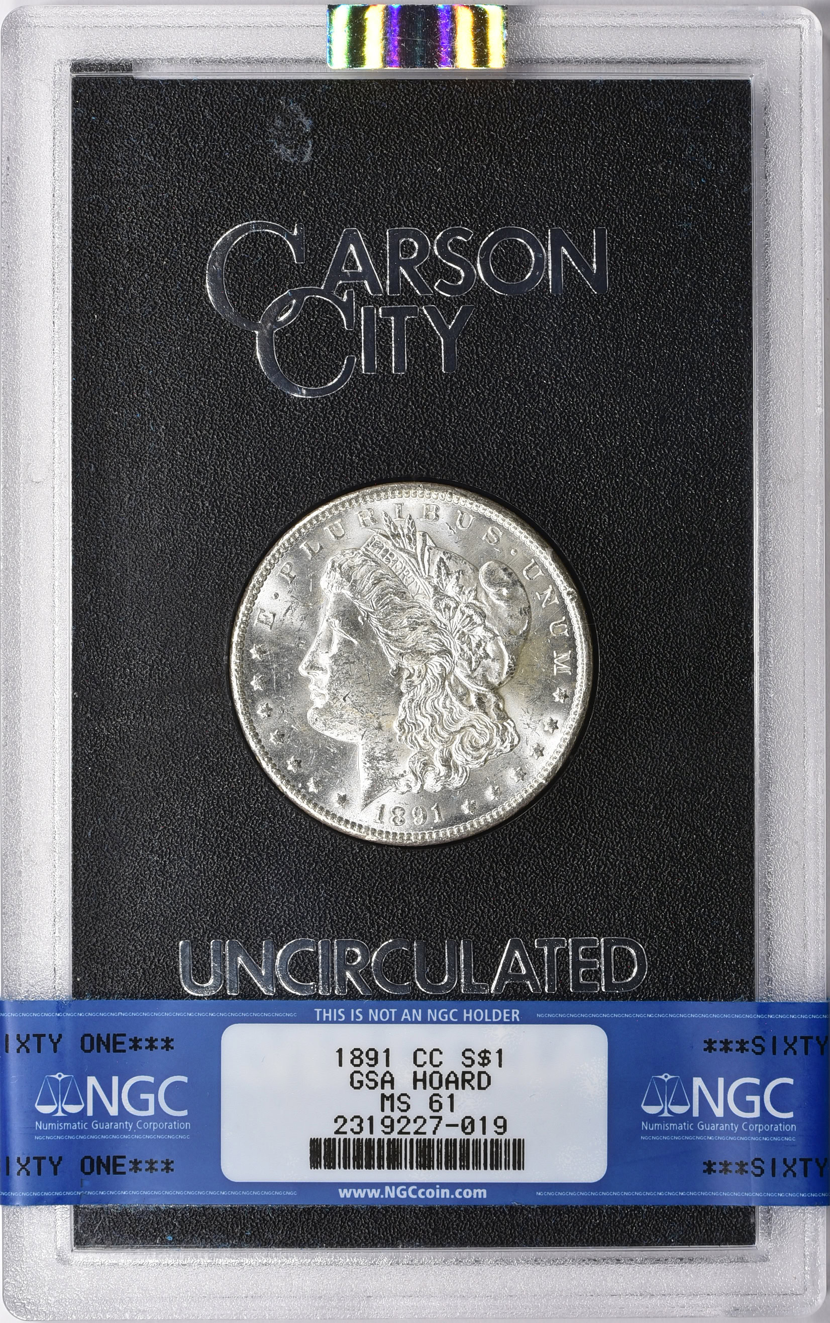 1891-CC Morgan Silver Dollar NGC MS-61 (GSA Holder) (With GSA Box and Unnumbered Certificate ...