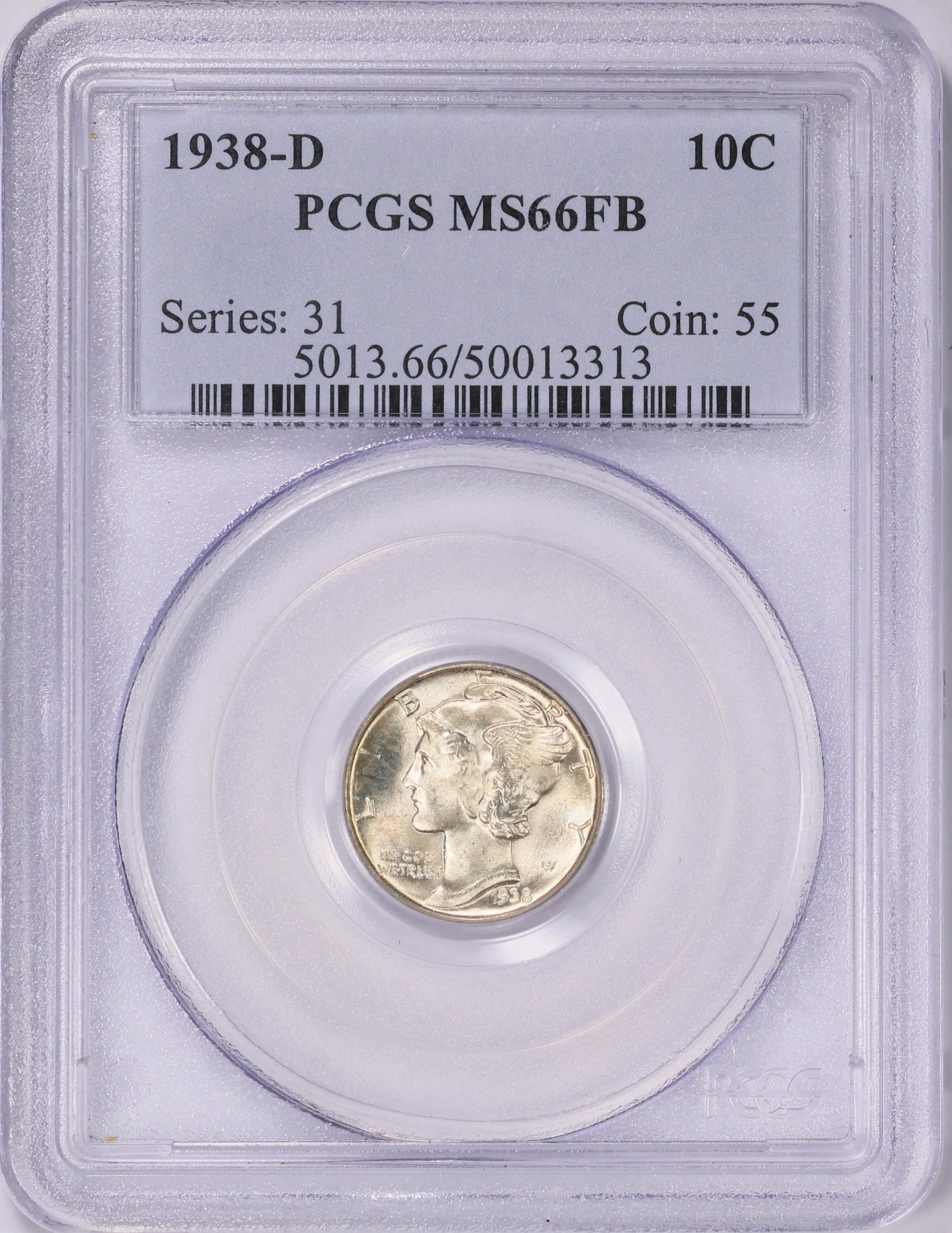 1938-D Mercury Dime PCGS MS-66 FB (Item 1615754) | GreatCollections Coin Auctions