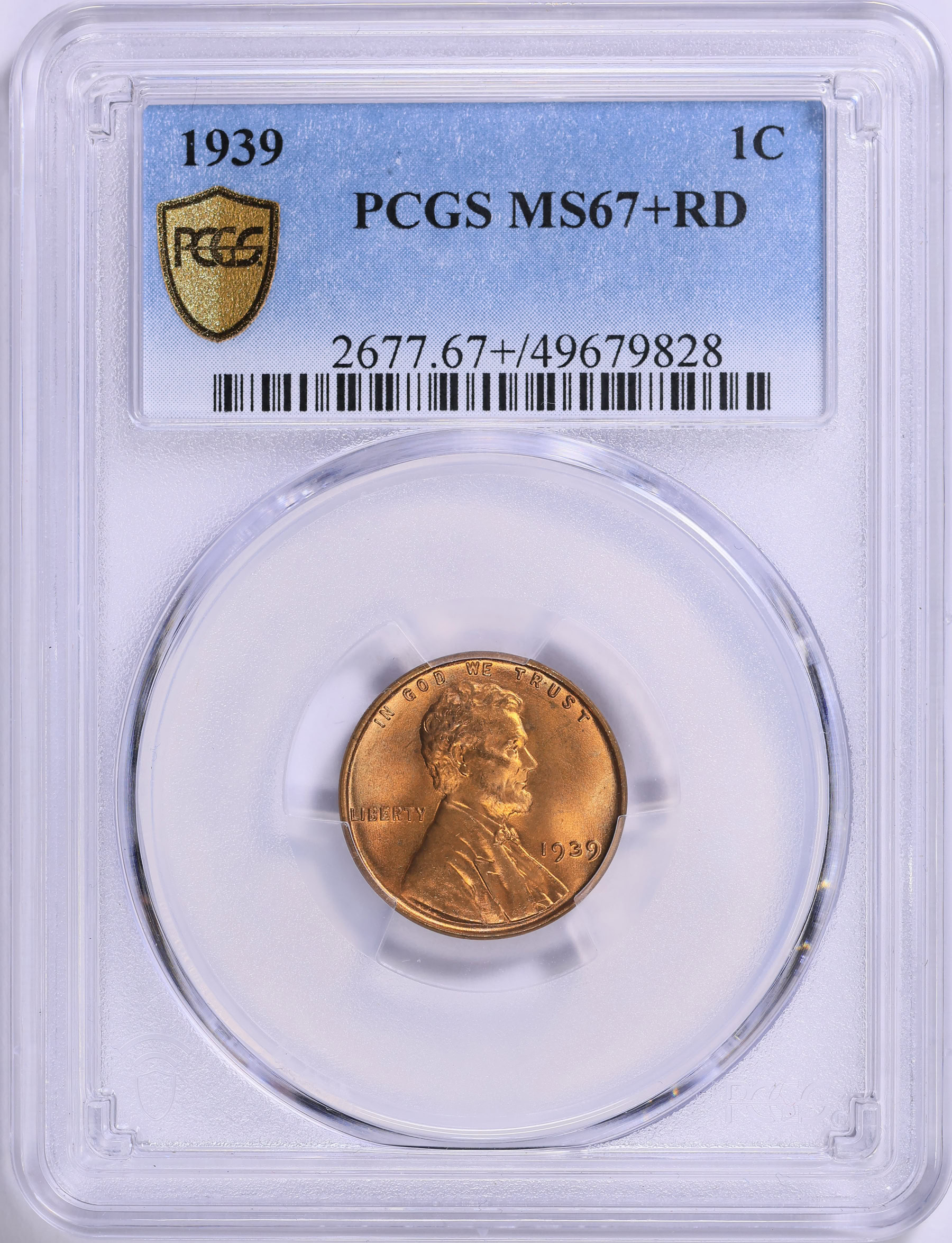 1939 Lincoln Cent PCGS MS-67+ RD (Item 1616199) | GreatCollections Coin Auctions