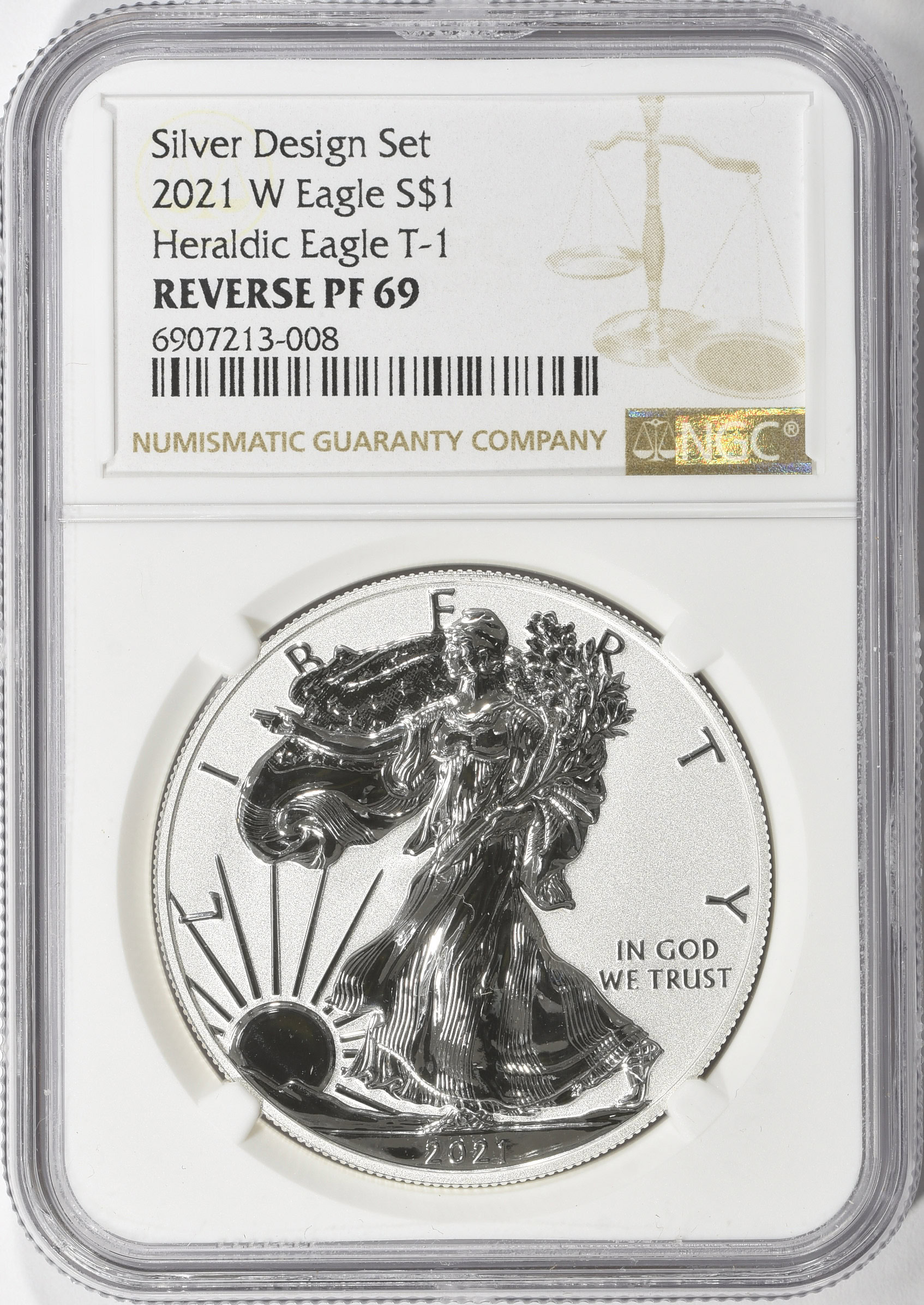 2021-W $1 Silver Eagle Reverse Proof Type 1 Designer Edition NGC Proof-69 (Item 1616572 ...