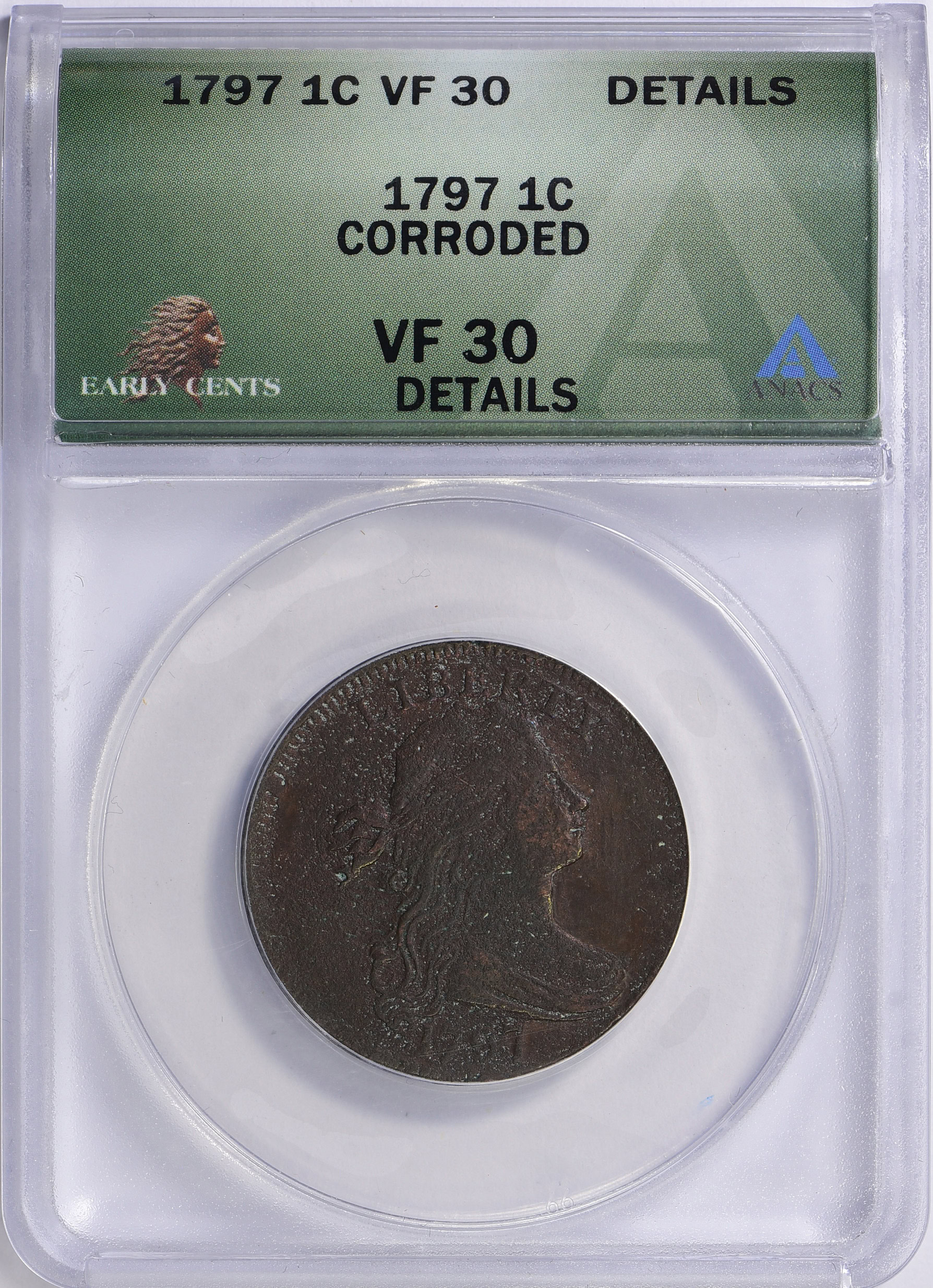 1797 Draped Bust Cent Stems ANACS VF-30 Details (Item 1616931 ...
