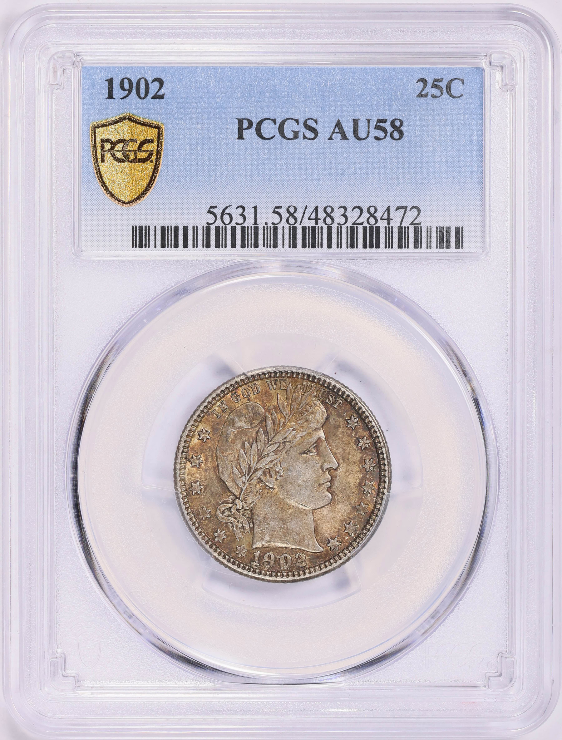 1902 Barber Quarter PCGS AU-58 (Item 1617154) | GreatCollections Coin ...
