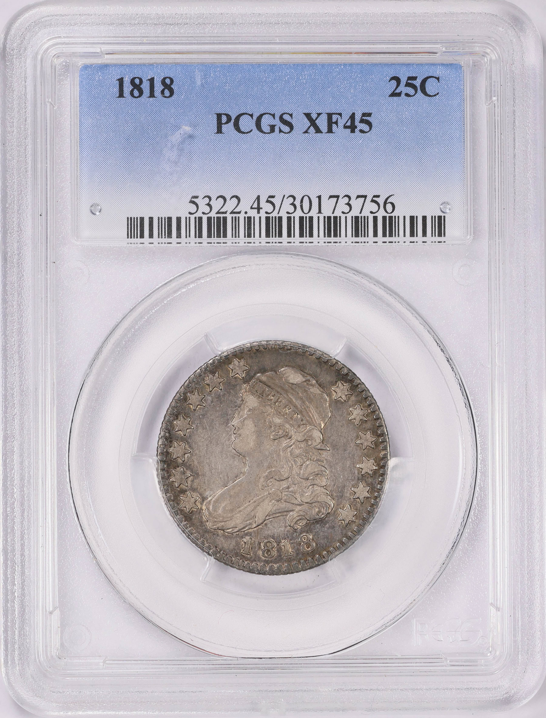 1818 Capped Bust Quarter PCGS XF-45 (Item 1617507) | GreatCollections ...