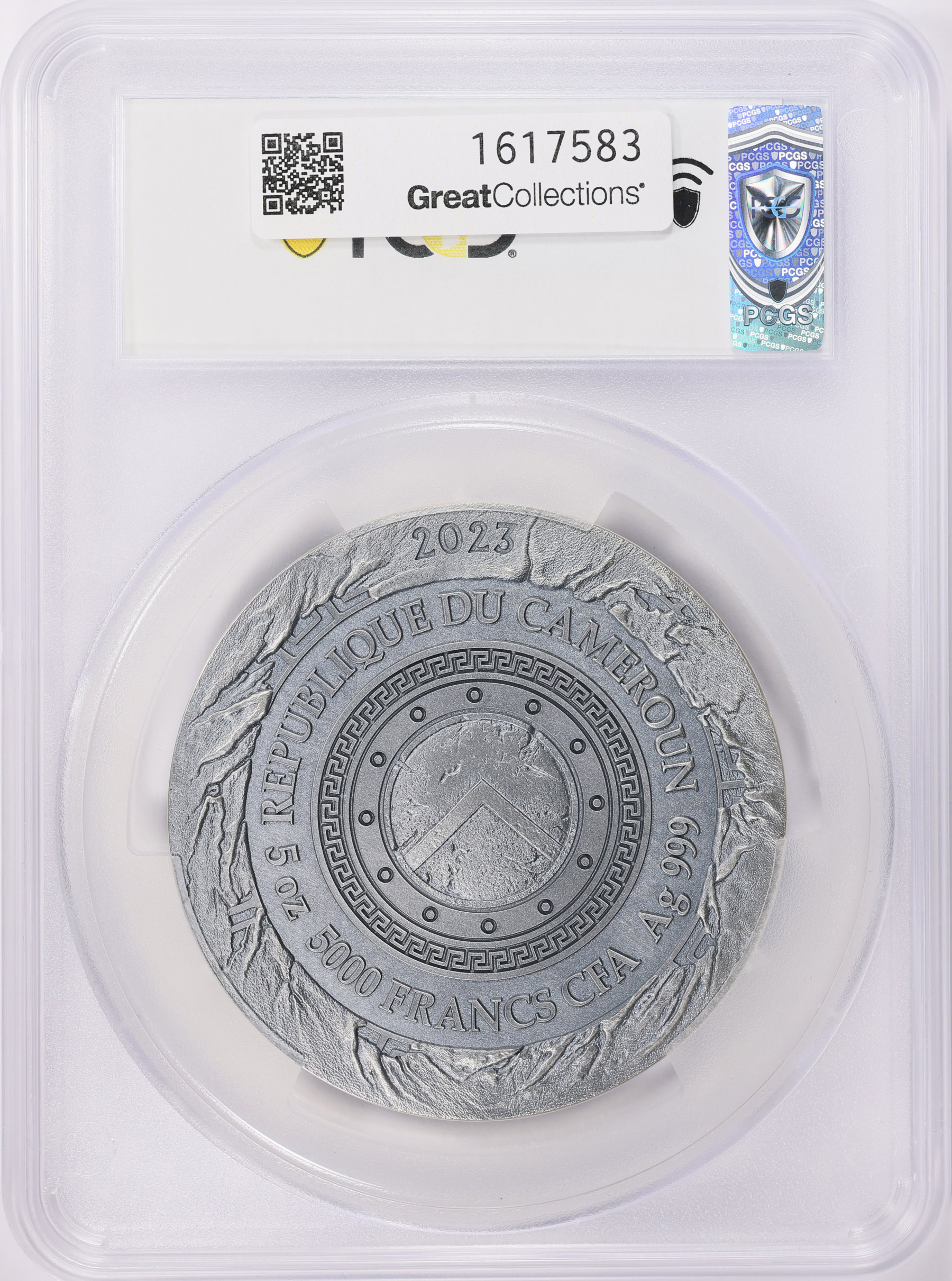 Cameroun 2023 Silver 5000 Fr Leonidas Antique Finish 5 Ounce Silver ...