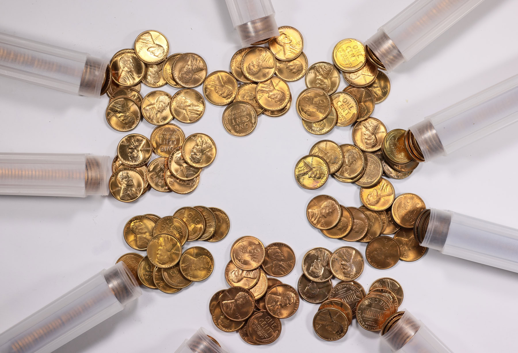 c.1937 - 1960-D Lincoln Cent BU Roll Selection Uncertified (9 Rolls ...