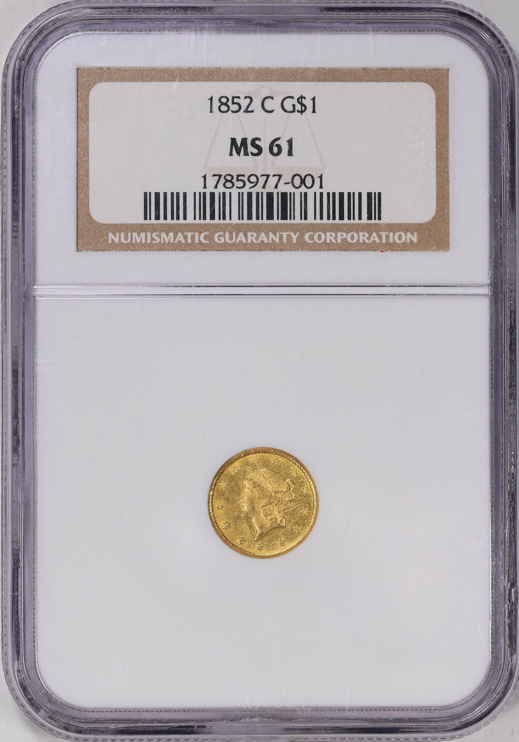 1852-C Liberty Gold Dollar NGC MS-61 (Item 1618188) | GreatCollections ...