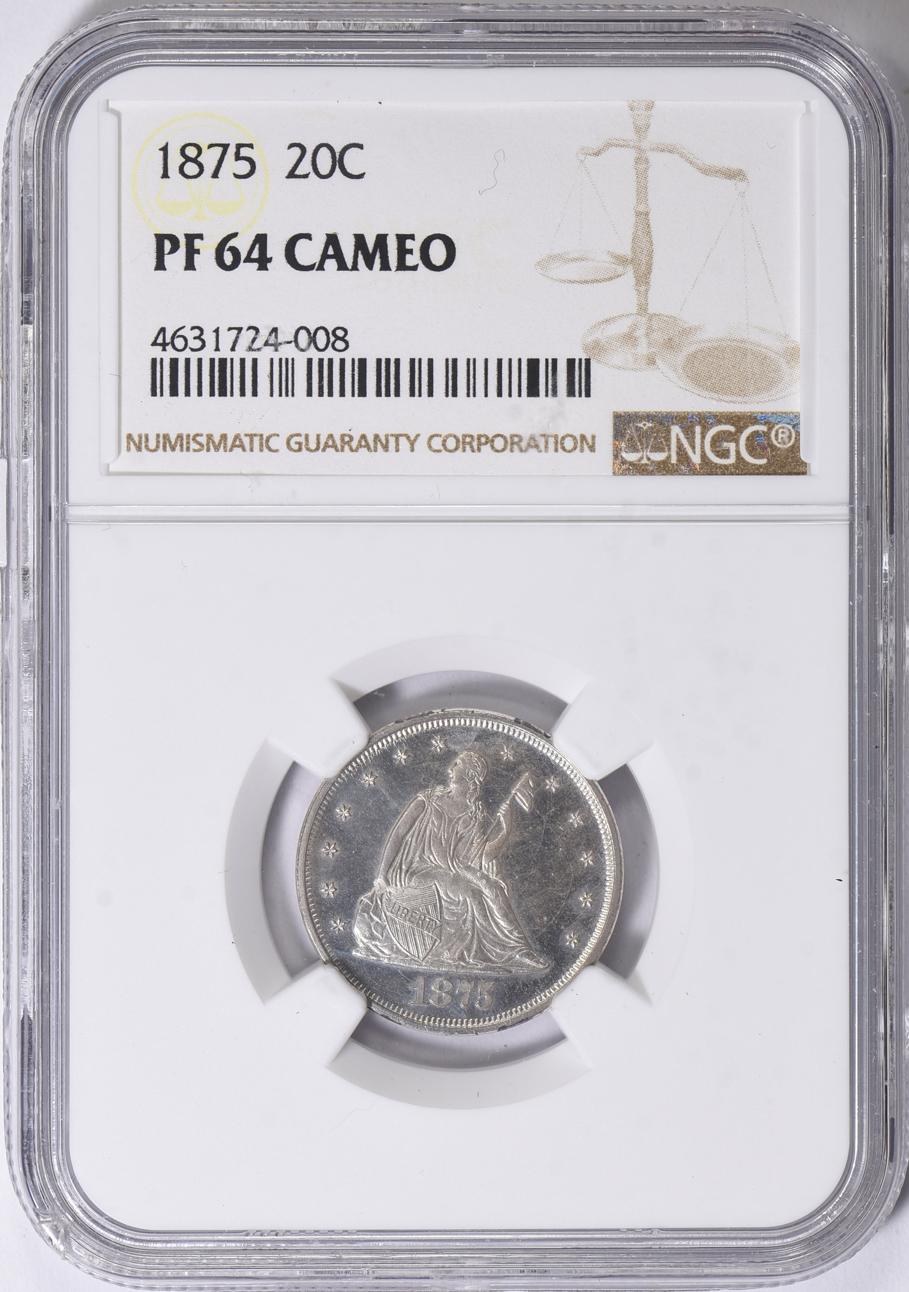 1875 Twenty-Cent Piece NGC Proof-64 CAMEO (Item 1618228 ...