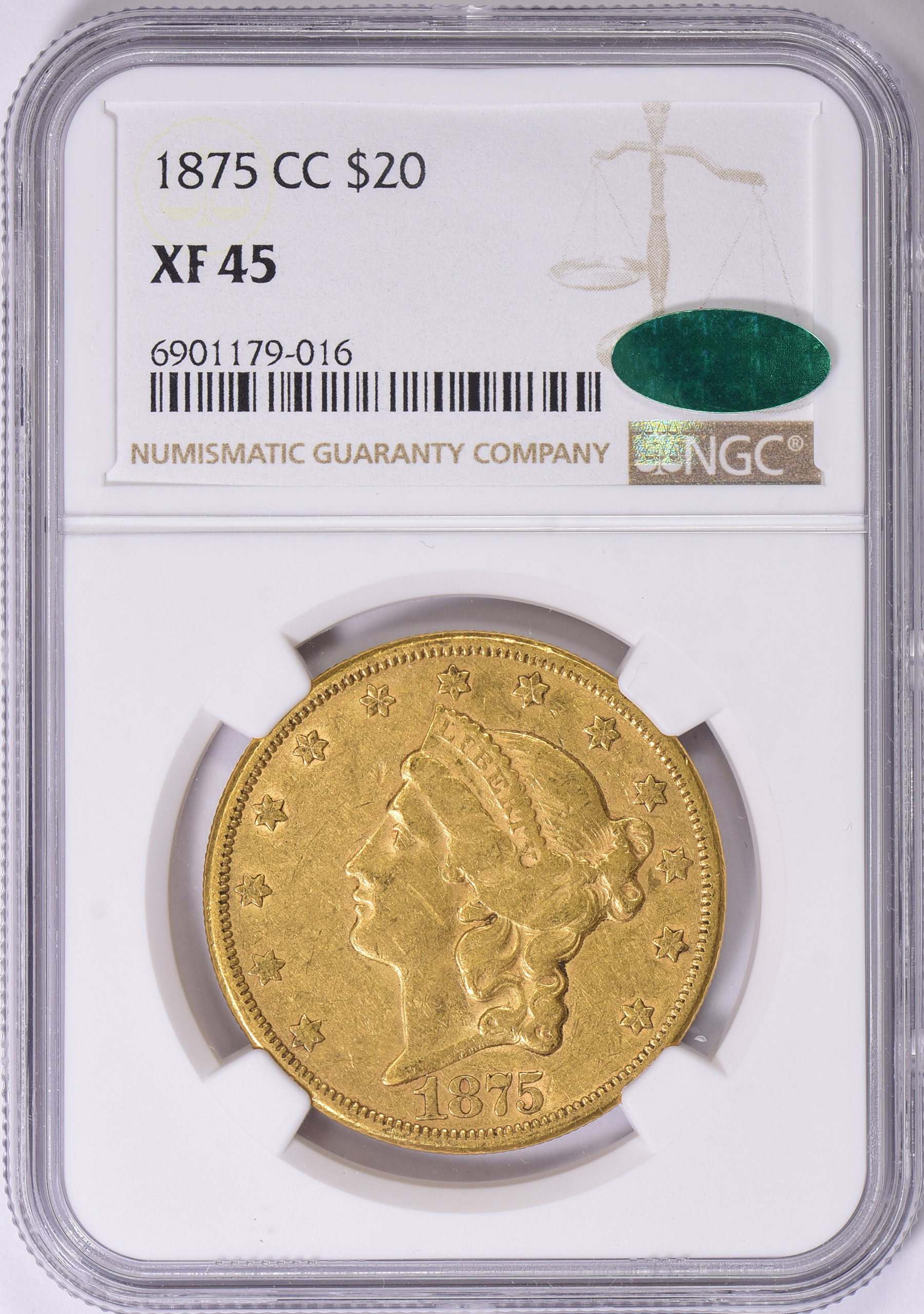 1875-CC Liberty Gold Double Eagle NGC XF-45 (CAC Green) (Item 1618641) | GreatCollections Coin ...