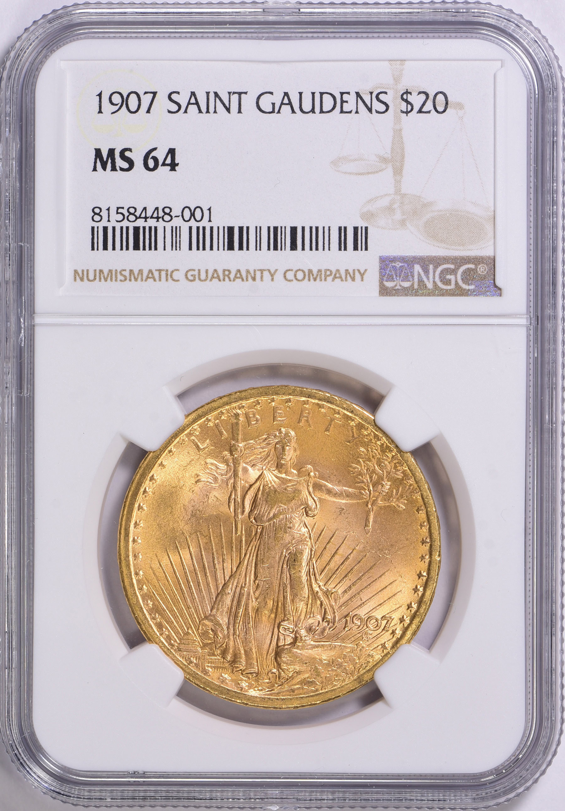 1907 Saint-Gaudens Gold Double Eagle Arabic Numerals NGC MS-64 (Item 1618849) | GreatCollections ...