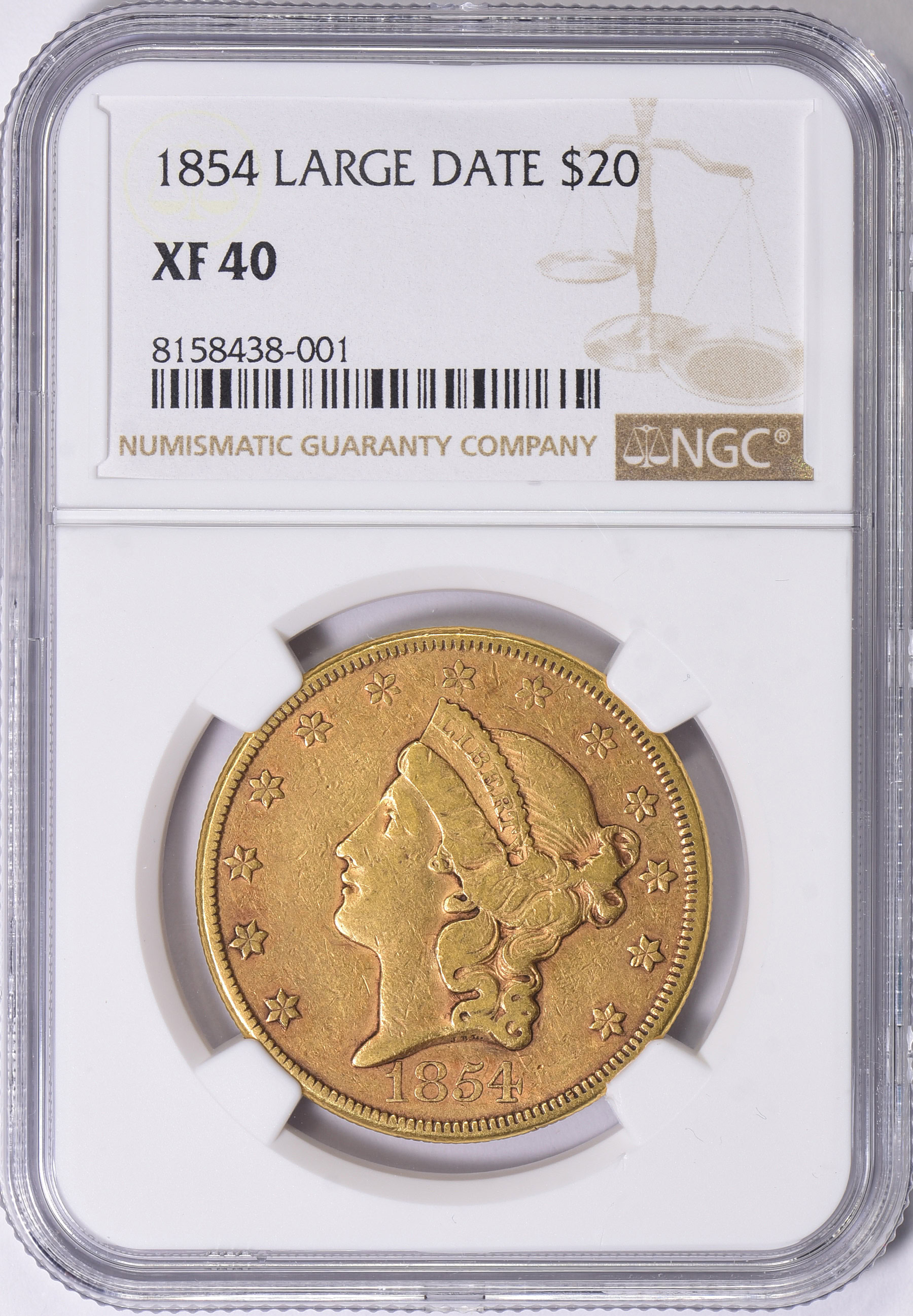 1854 Liberty Gold Double Eagle Large Date NGC XF-40 (Item 1618853) | GreatCollections Coin Auctions