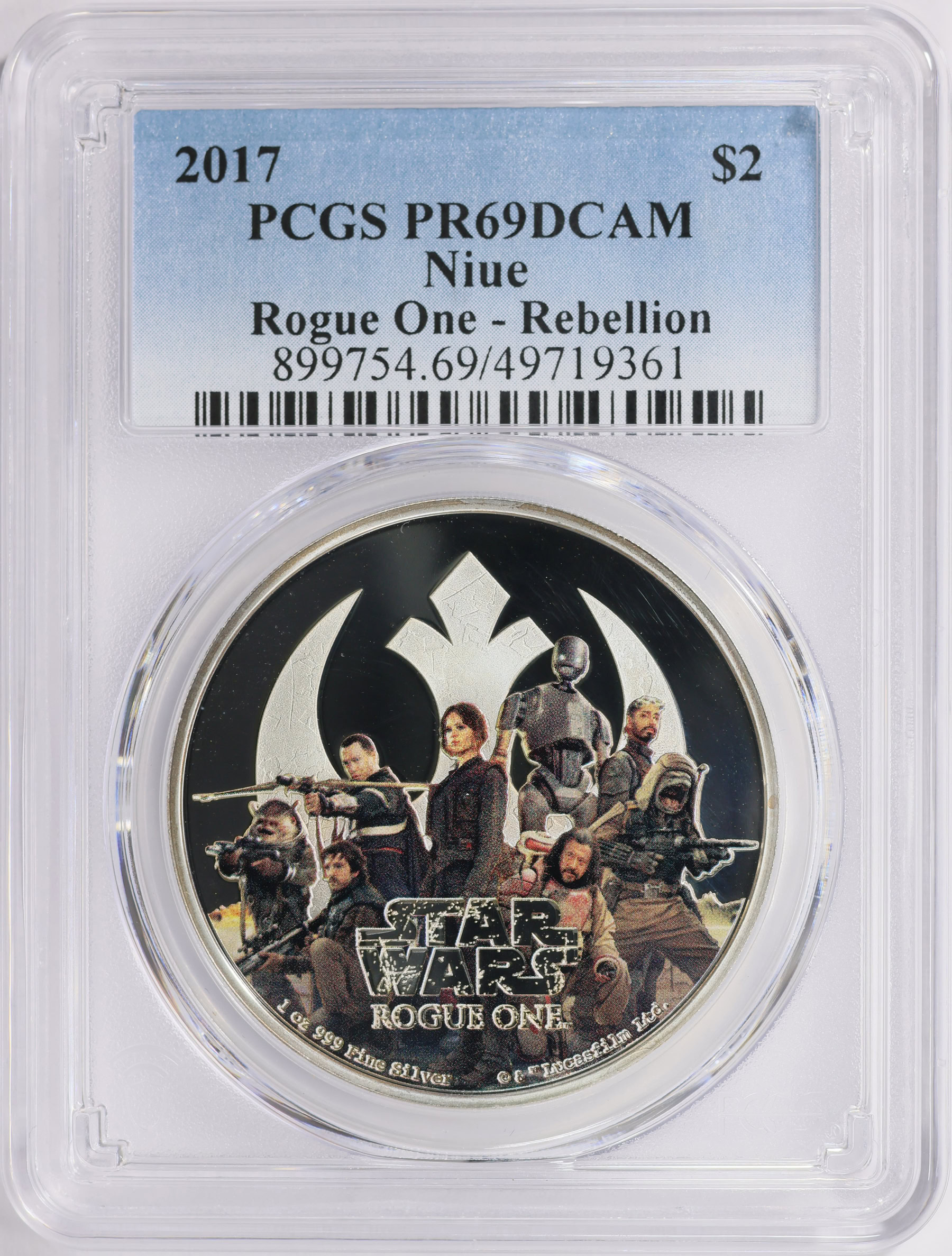 Niue 2017 Silver $2 Star Wars Rogue One Rebellion PCGS Proof-69 DCAM ...
