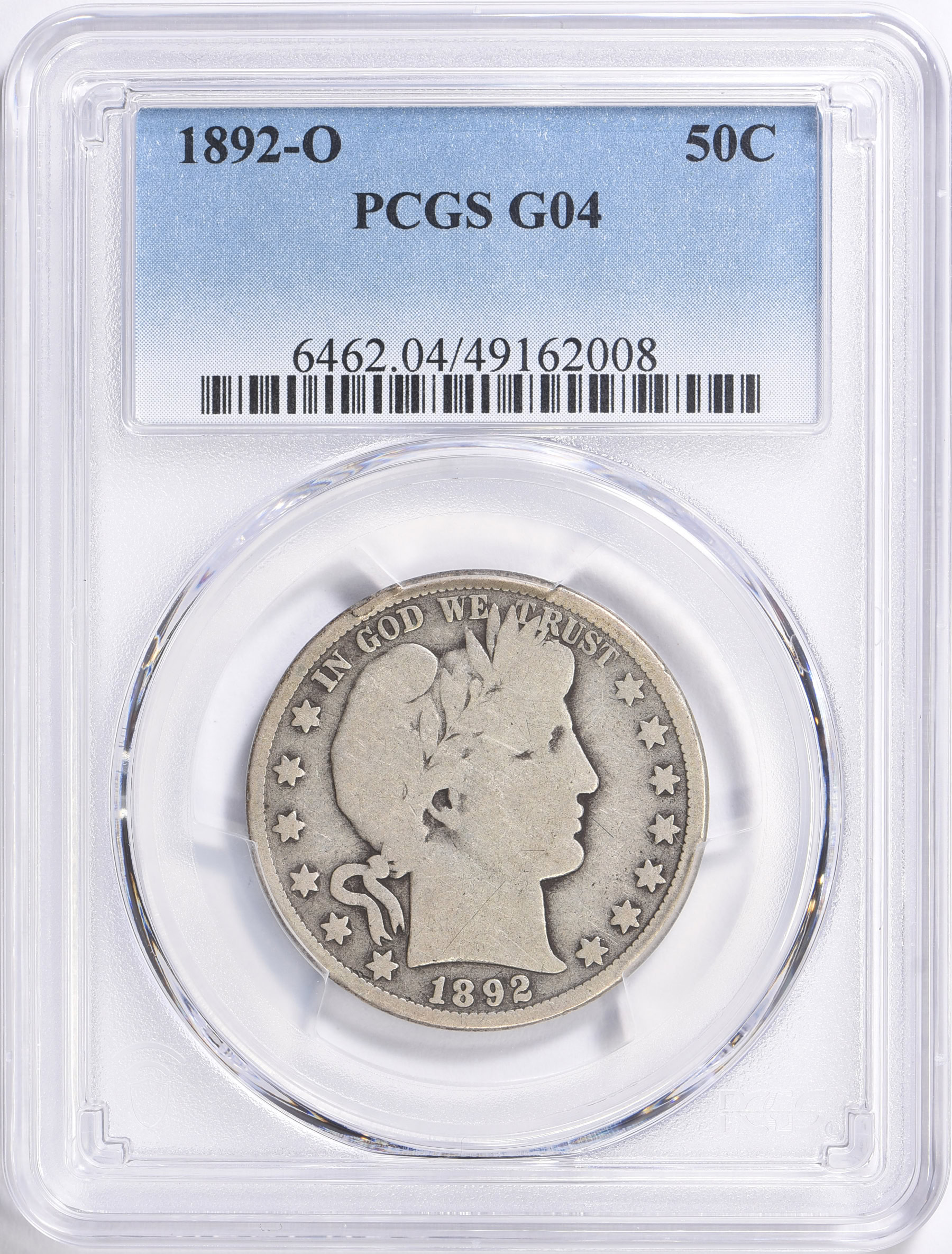 1892-O Barber Half Dollar PCGS G-04 (Item 1619743) | GreatCollections Coin Auctions