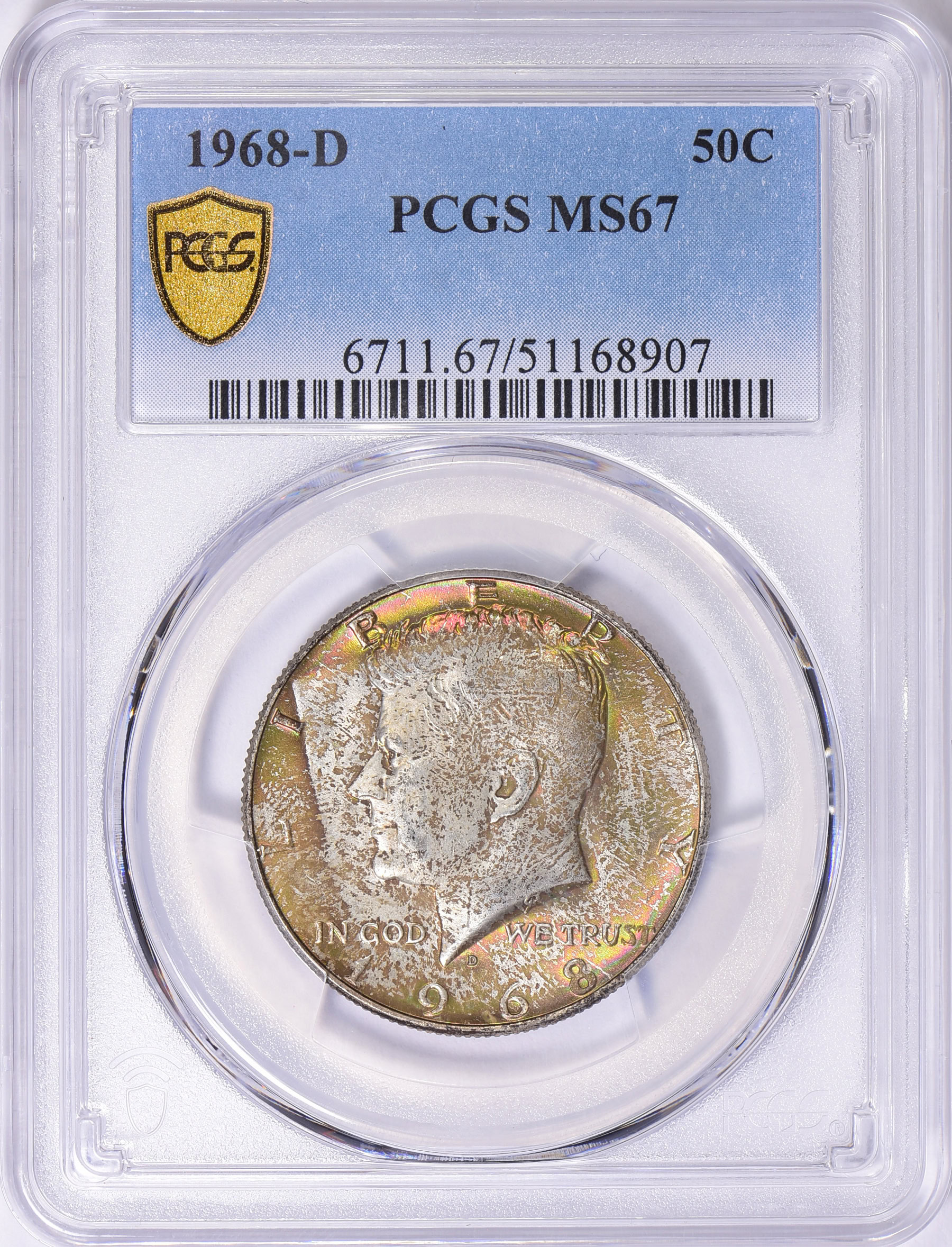 1968-D Kennedy Half Dollar PCGS MS-67 (Toned) (Item 1620341 ...