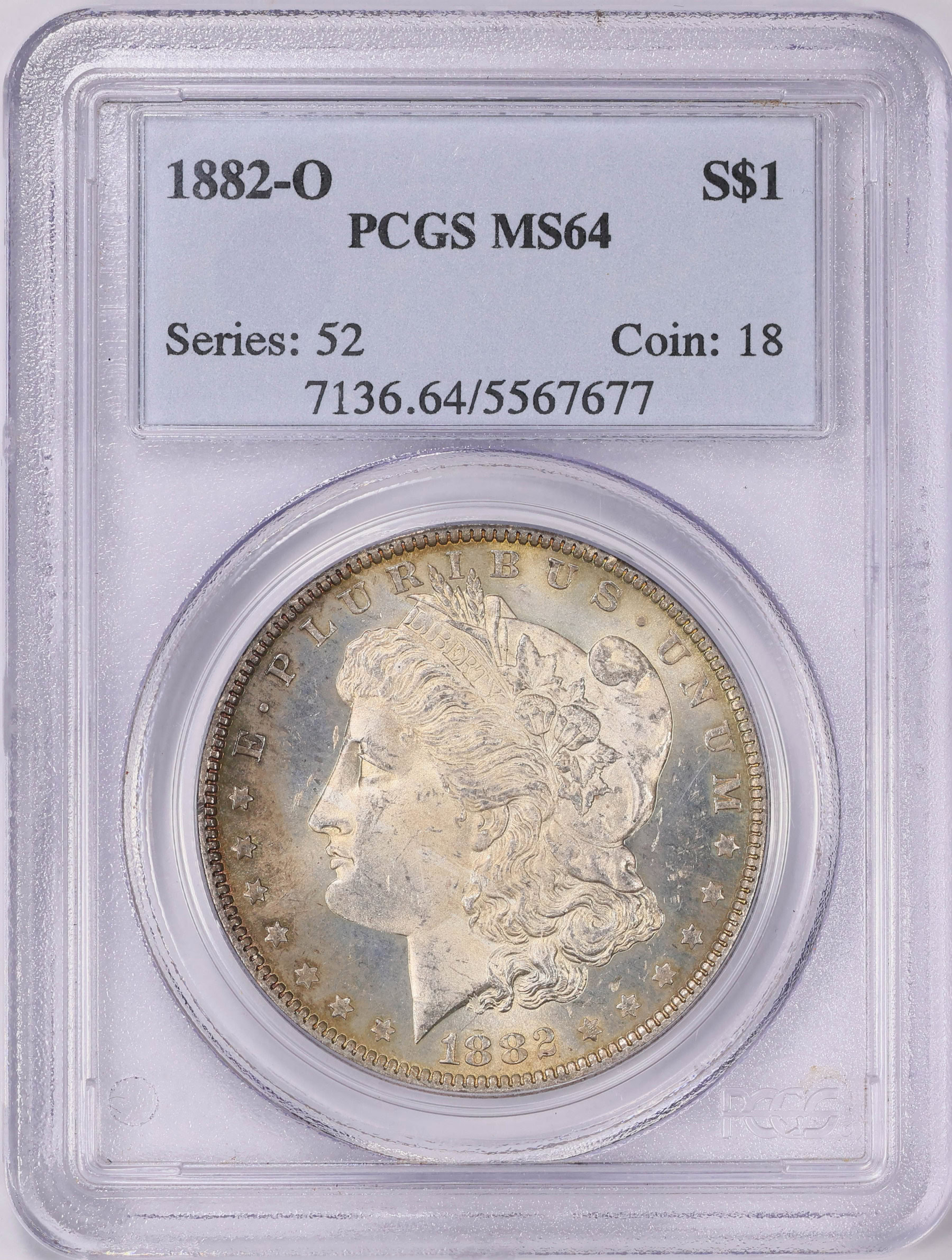 1882-O Morgan Silver Dollar PCGS MS-64 (Toned) (Item 1620362) | GreatCollections Coin Auctions